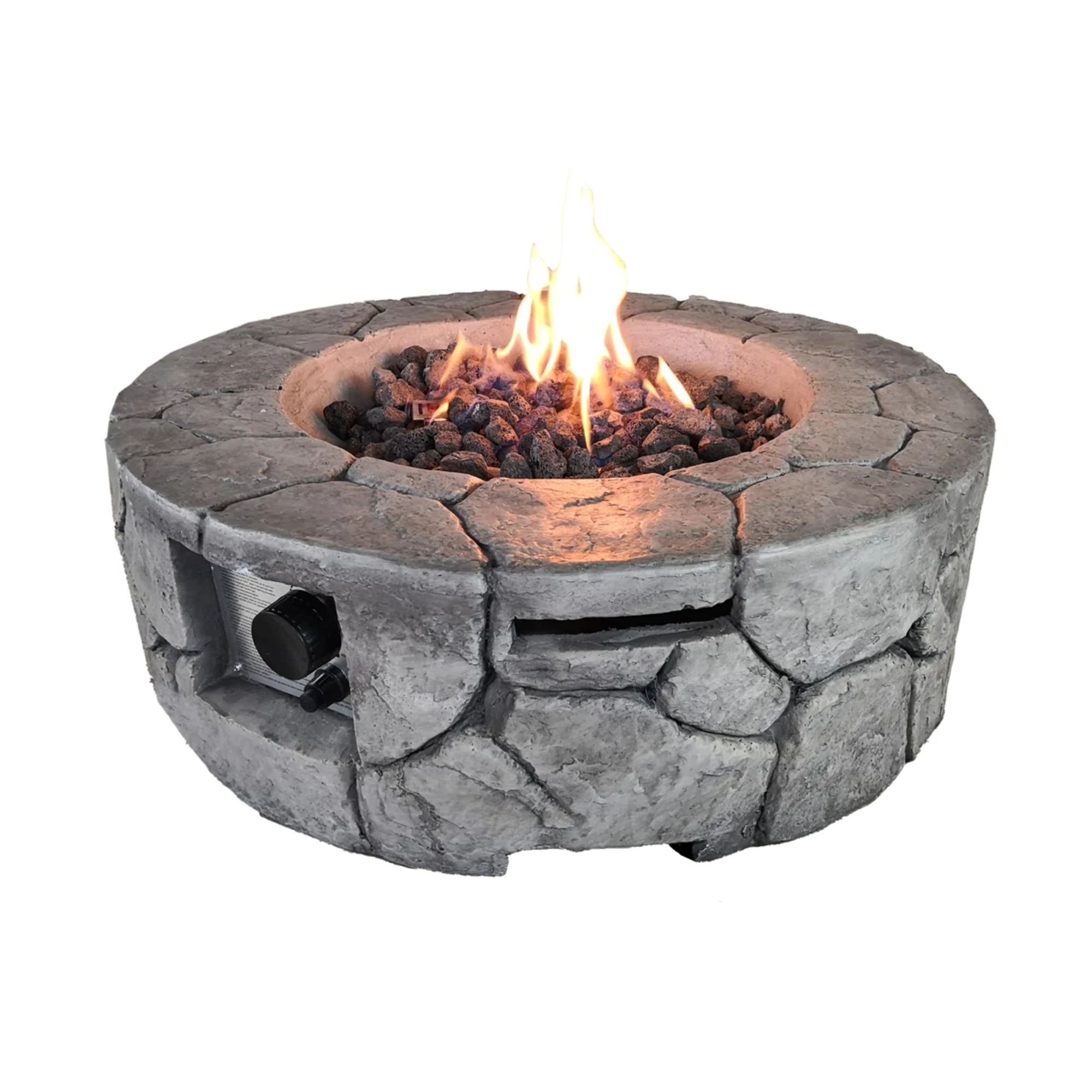 LOVMOR 9 inch H x 28 inch W Fiber Reinforced Concrete Outdoor Fire pit ...