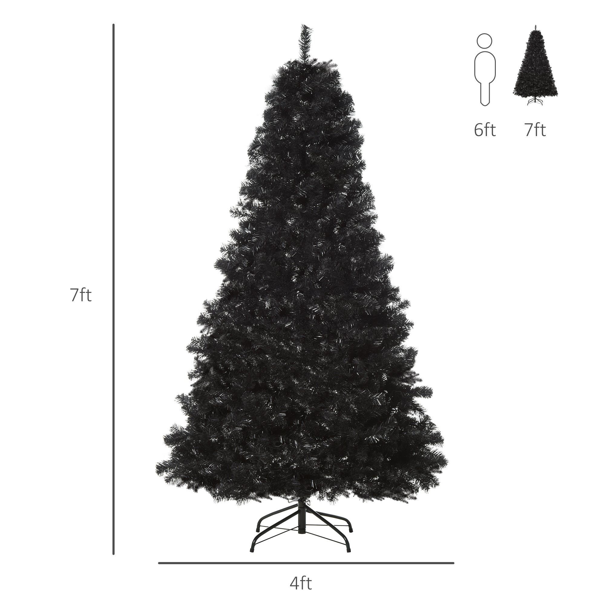 Boyel Living 7ft Artificial Christmas Tree Black Douglas Fir with ...