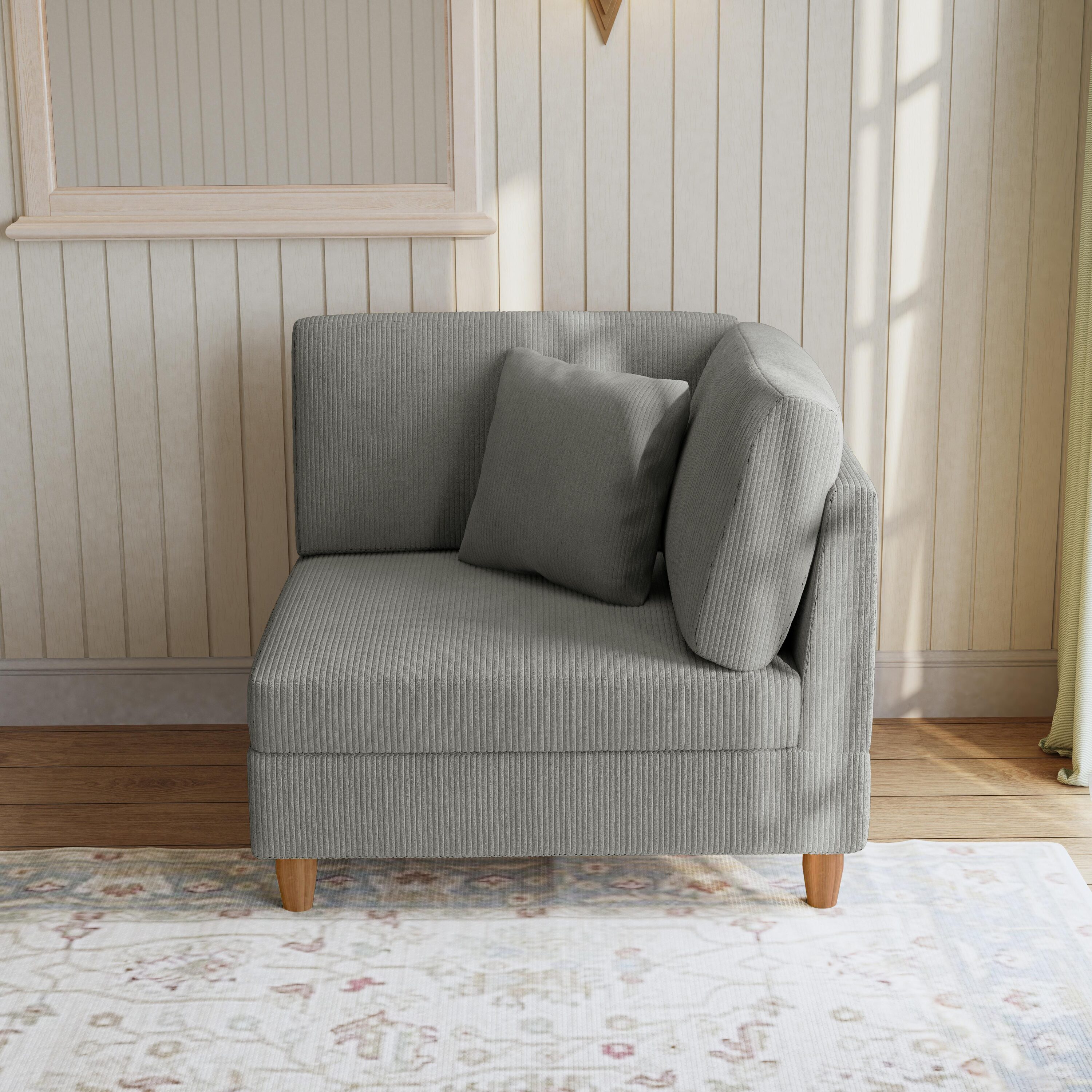 Dreamsidea Corduroy Upholstered Corner Armchair With Wide Ergonomic ...