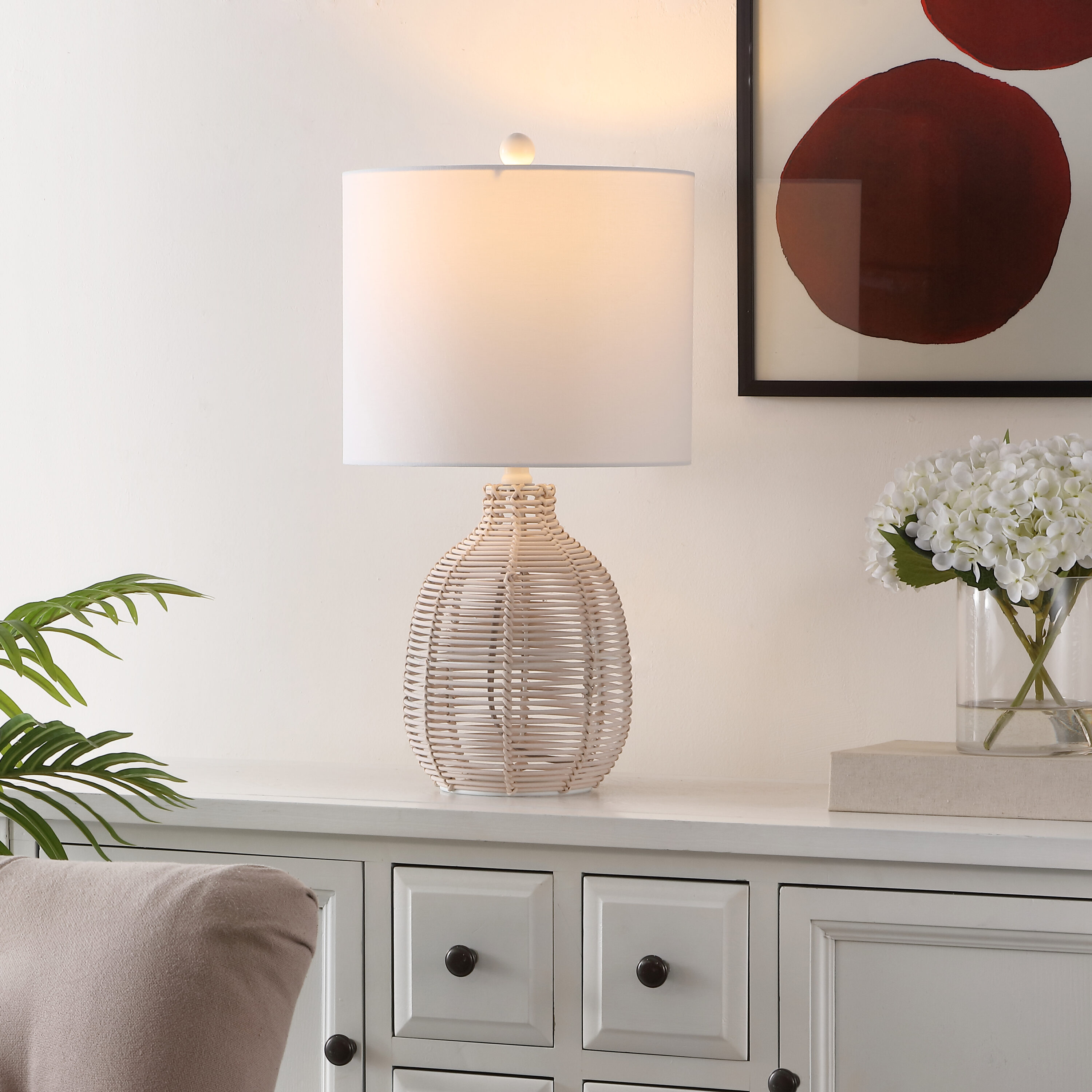 Safavieh Table Lamps 23-in Off-White LED Rotary socket Table Lamp with ...