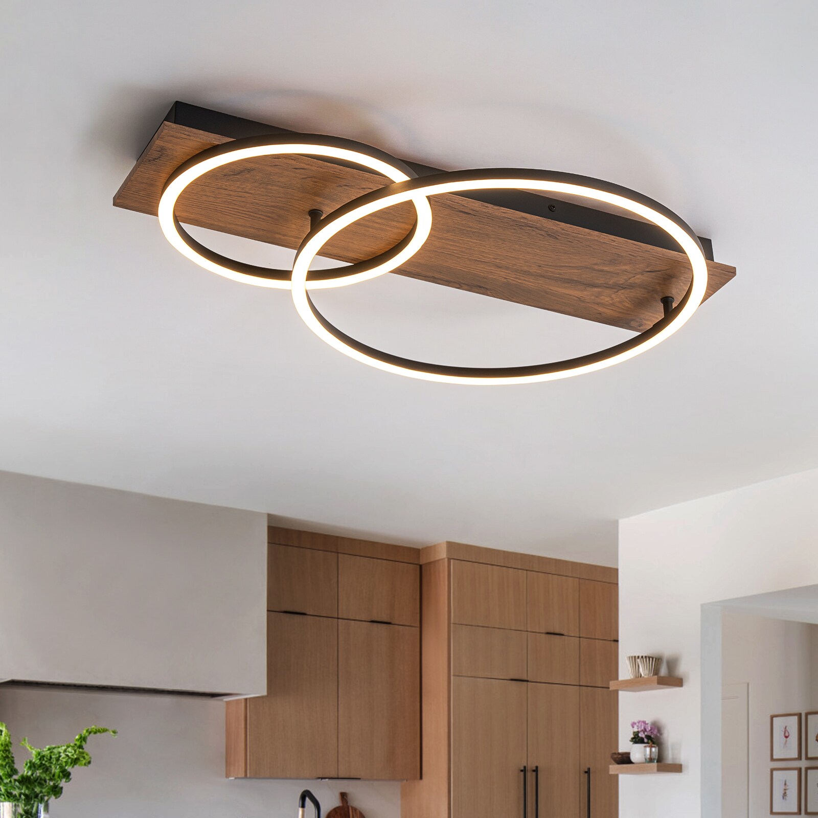 EDISLIVE Georgina 2 -Light 23.6-in Brown Integrated LED Semi Flush ...