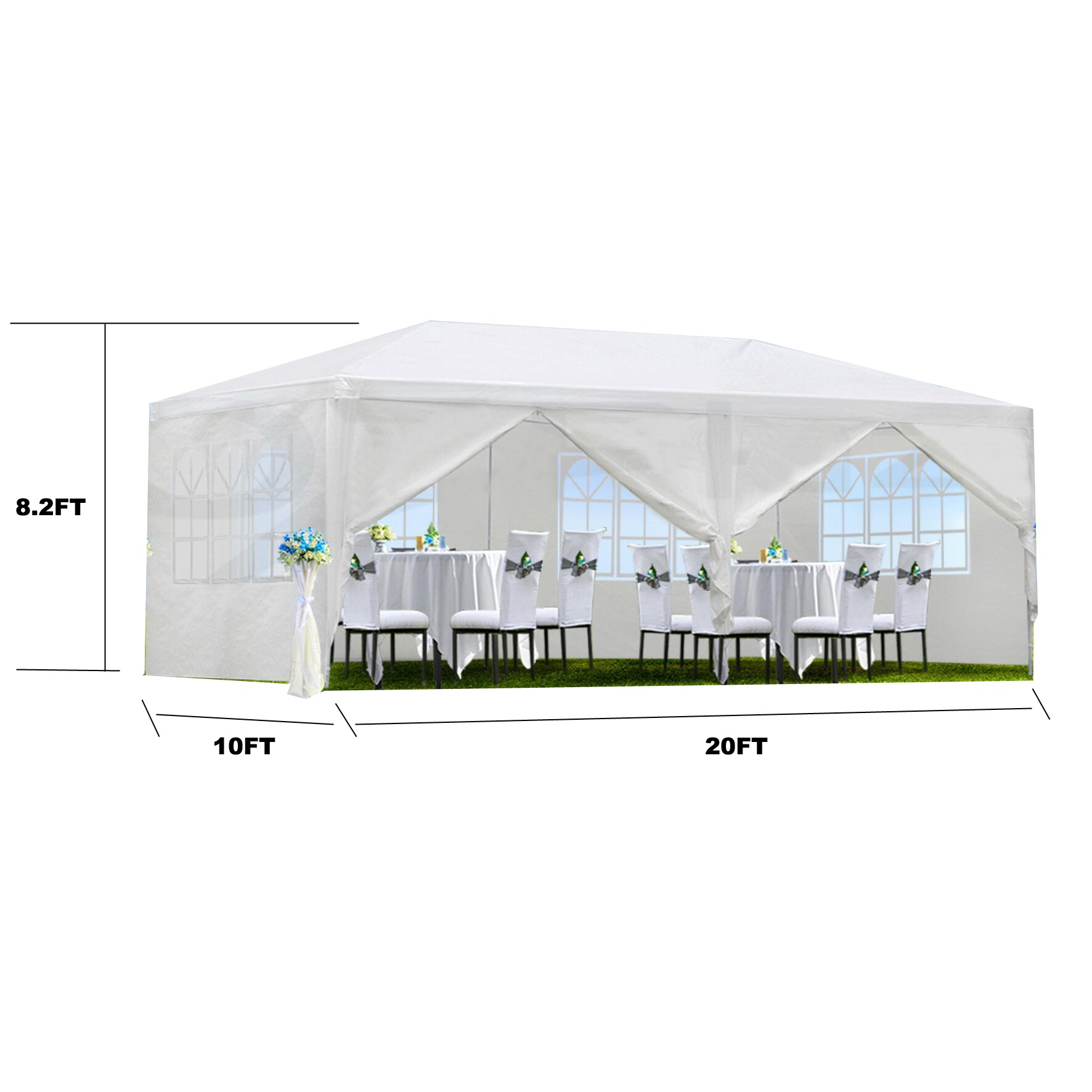 Maocao Hoom 20-ft x 10-ft Rectangle White Picnic table canopy in the ...