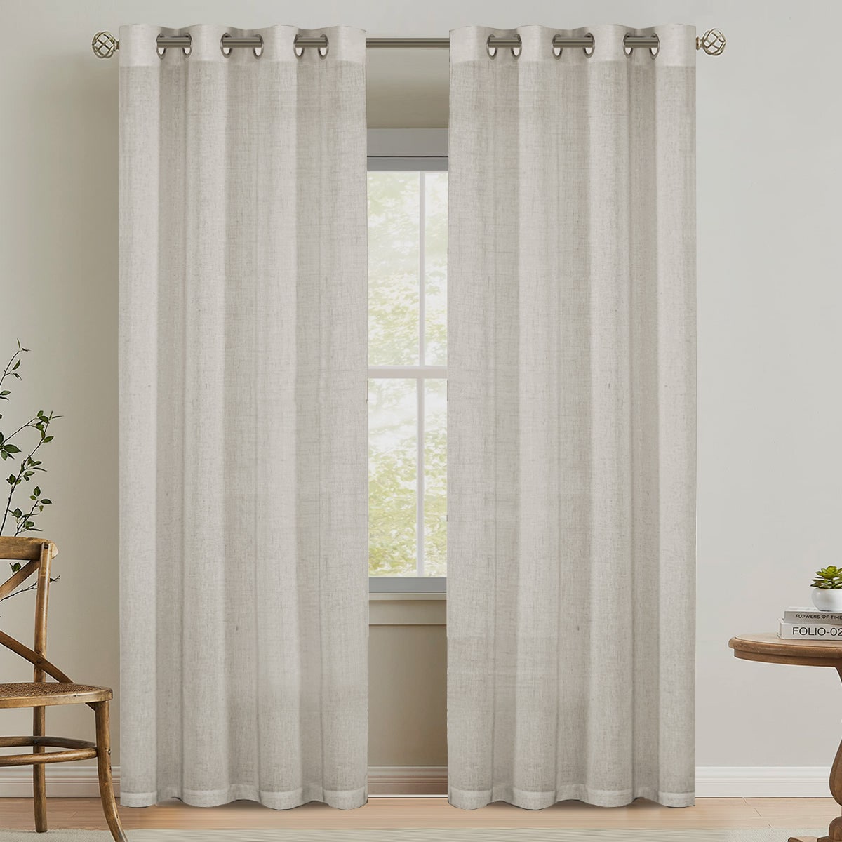 H.Versailtex Light Filtering Curtain Panel Pair Grommet Top 52 x 54 in ...