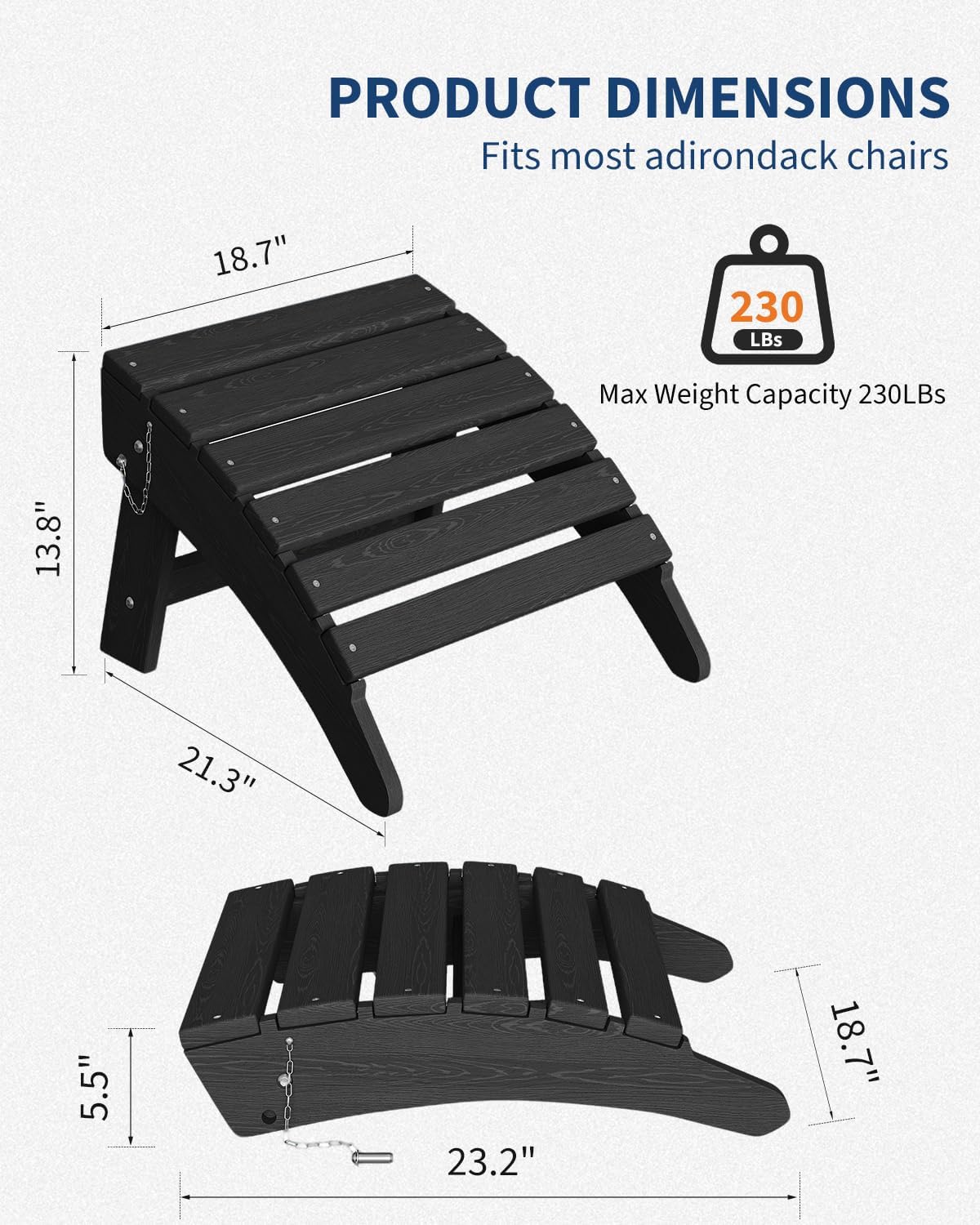 GAOMON HDPE Folding Foot Stool with Pin Lock- Detachable Design ...