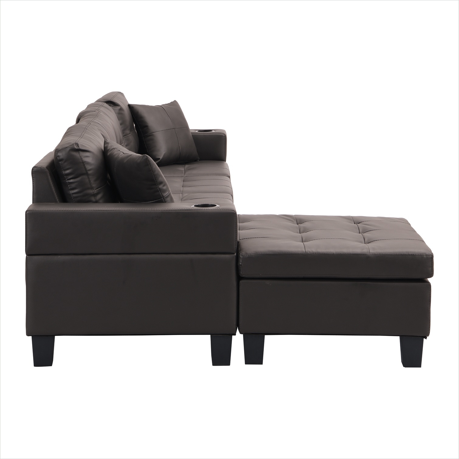 SUNCREAT L-Shape Modern Sectional Sofa with Chaise Lounge 4-Seater Dark ...
