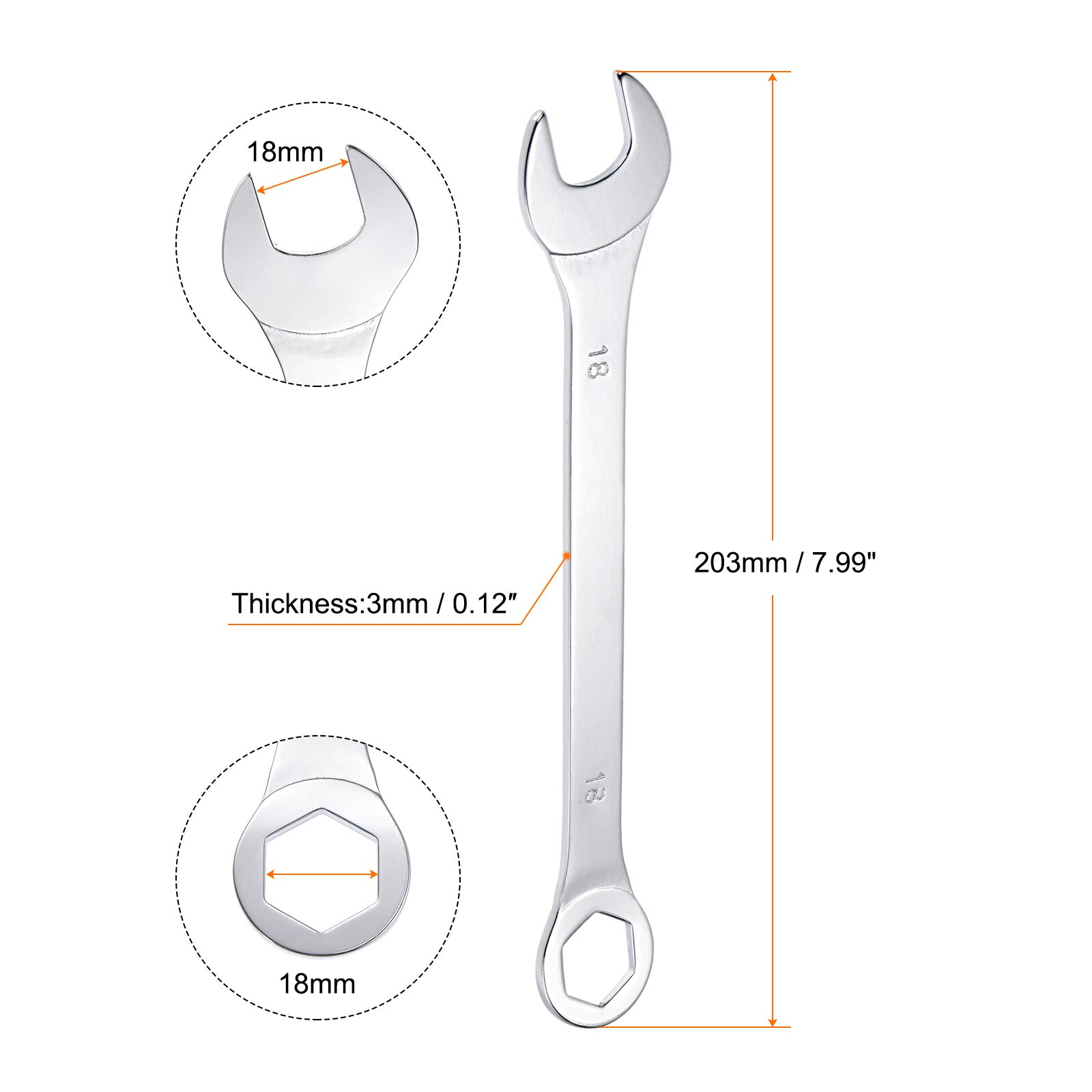 Unique Bargains Thin Combination Wrench with Offset 6-Point End and ...
