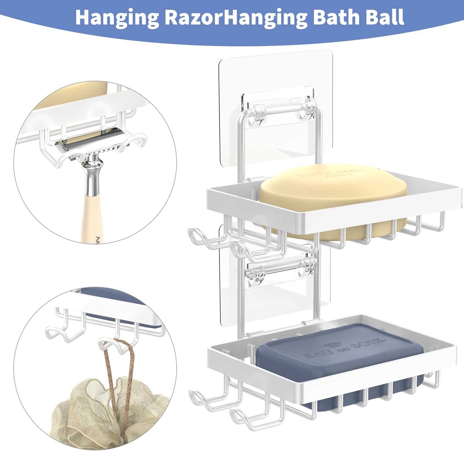 MOFOROCO 2 Pack Black Soap Dish Holder for Shower Wall Mount Stainless ...