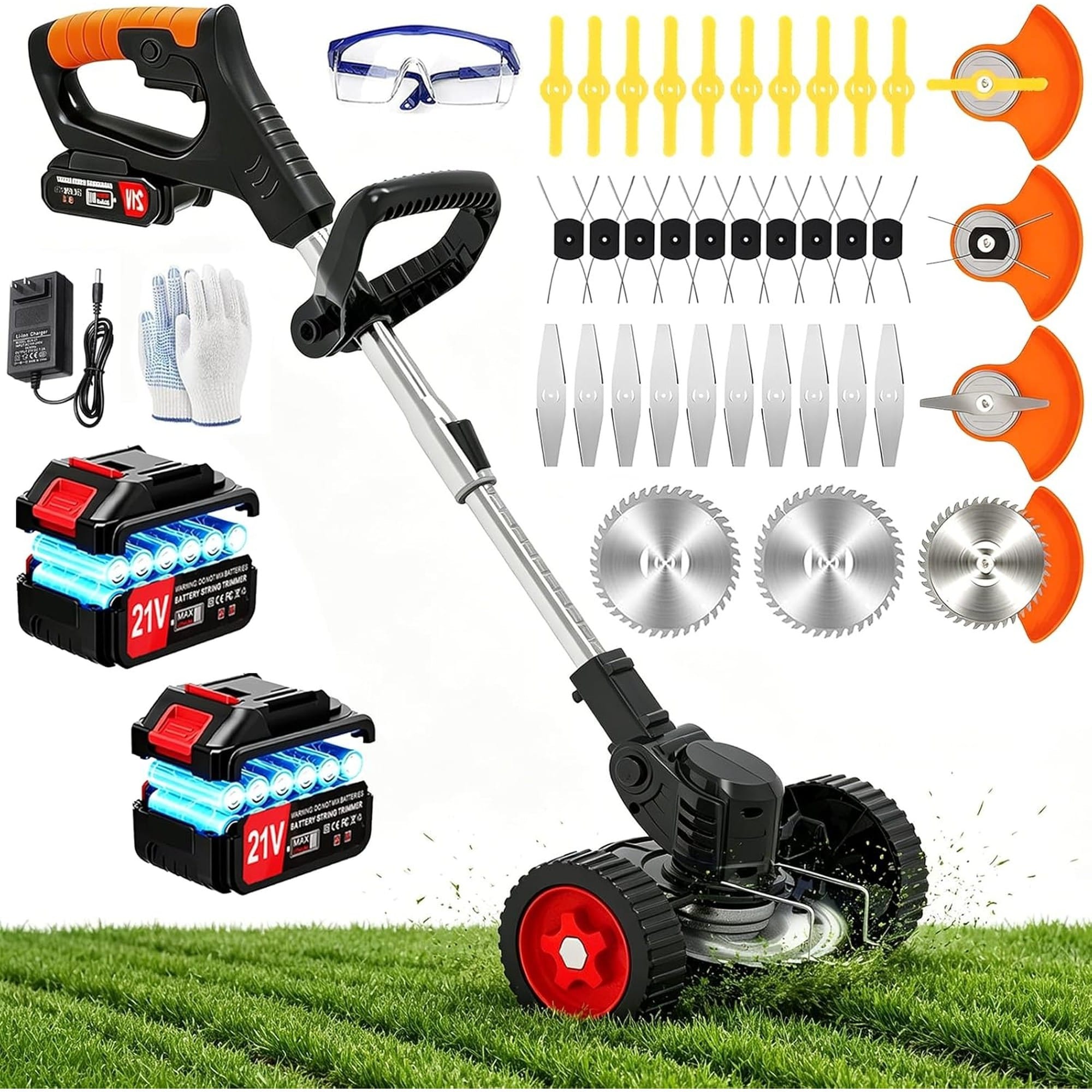 Angel Sar Electric Weed Wacker Cordless No String Trimmer 3 in 1 Grass ...