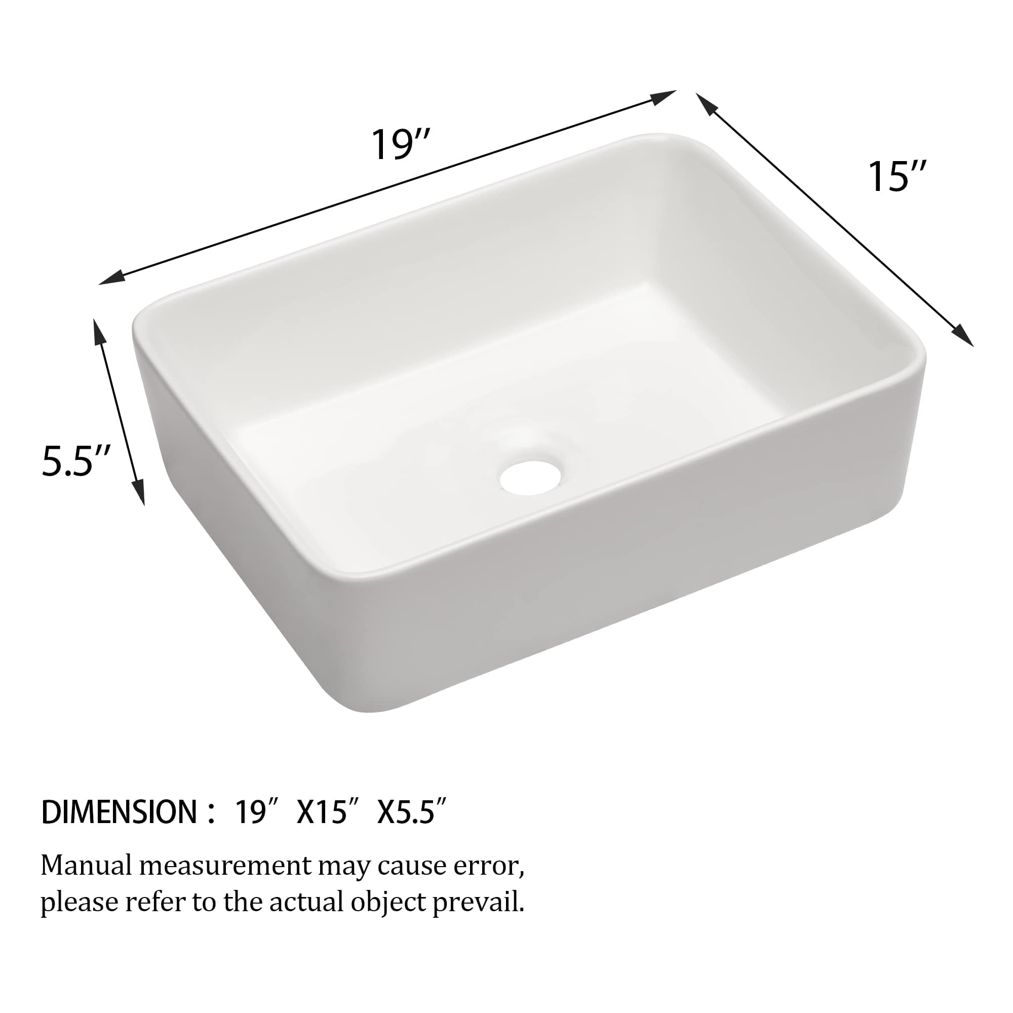 Ama Pear 19 in. White Ceramic Rectangular Vessel Bathroom Sink in the ...