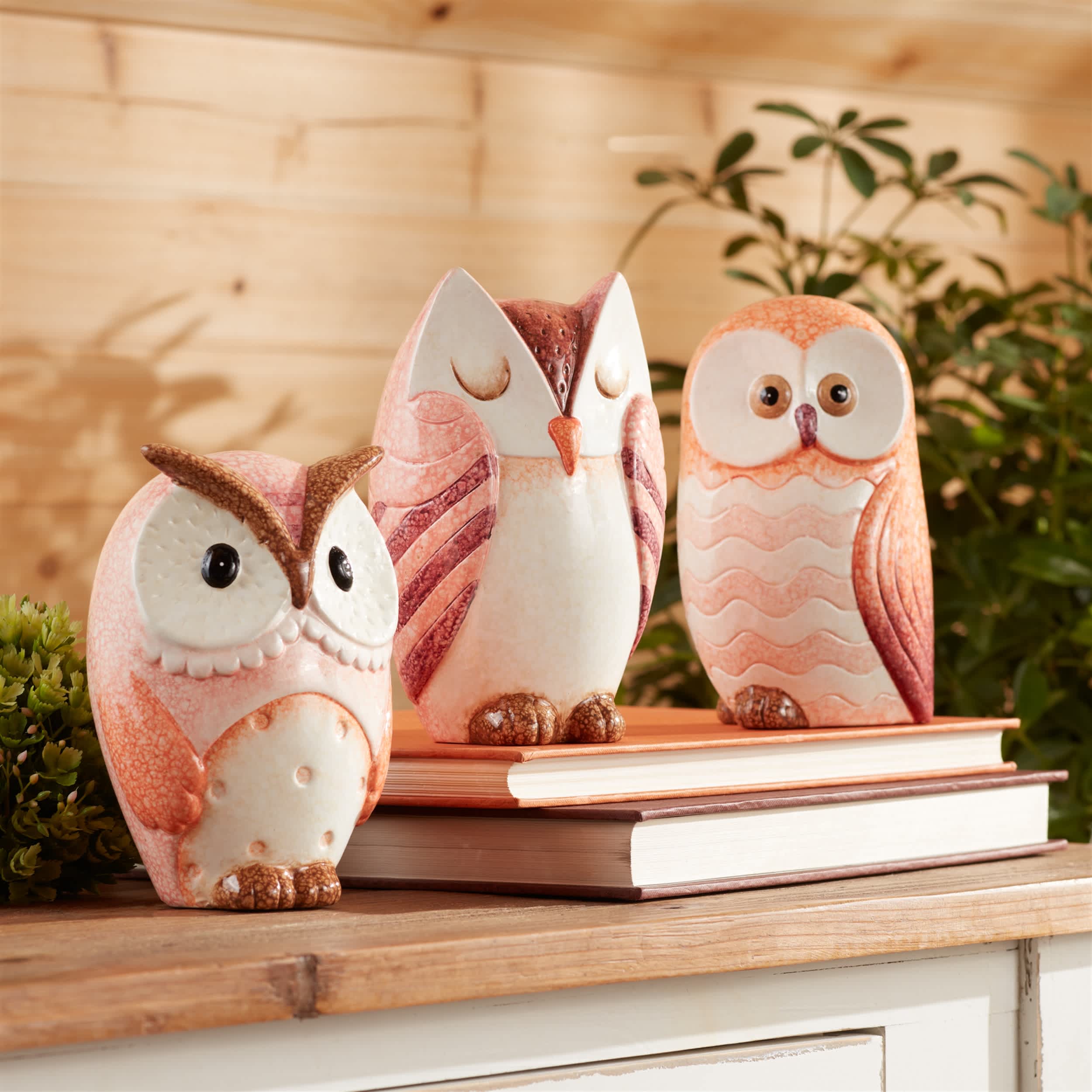 Melrose International Terra Cotta Owl Decor (Set of 3) in the ...