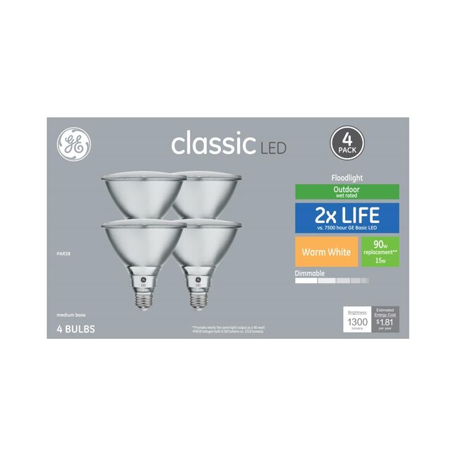 GE Classic 90-Watt EQ PAR38 Soft White Medium Base (e-26) Dimmable LED ... GE Classic 90-Watt EQ PAR38 Soft White Medium Base (e-26) Dimmable LED ...