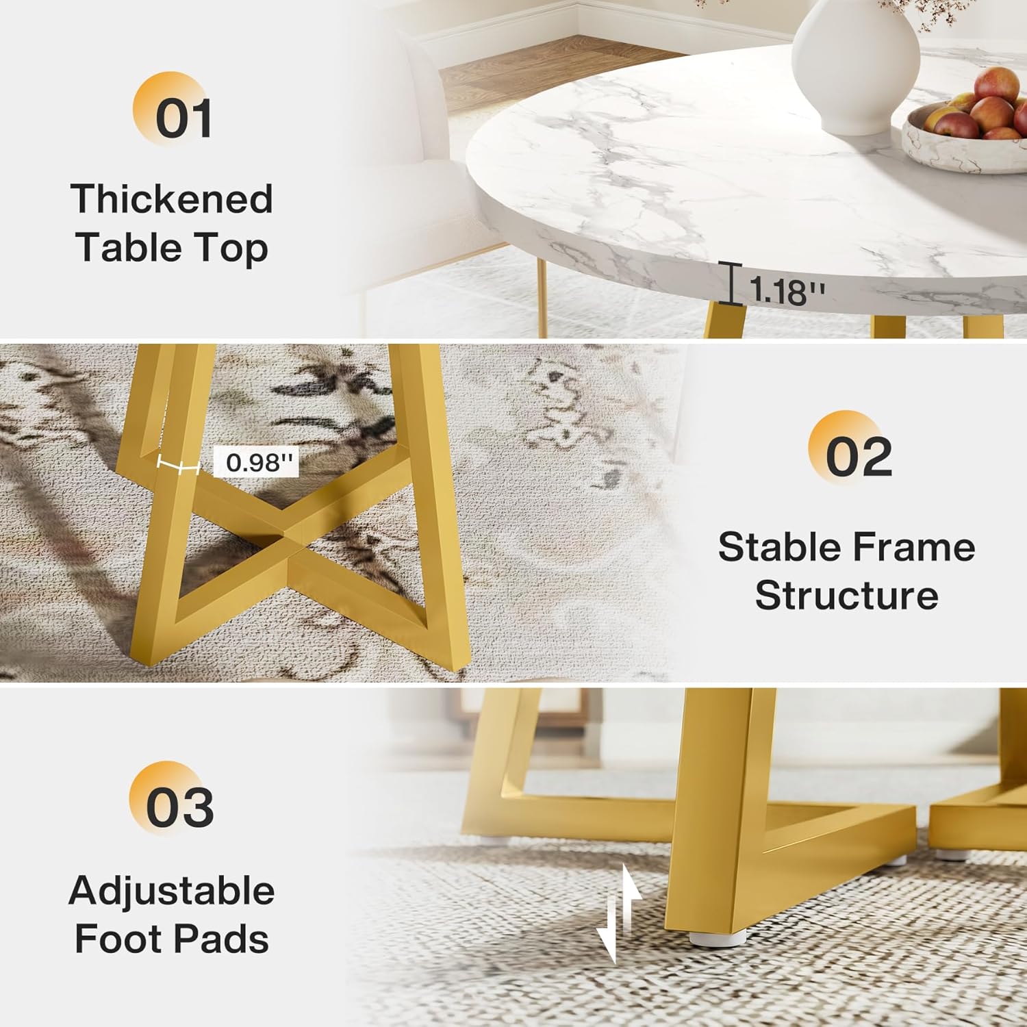Tribesigns 31.5 inch Round Dining Table for 2 Modern Kitchen Table with ...