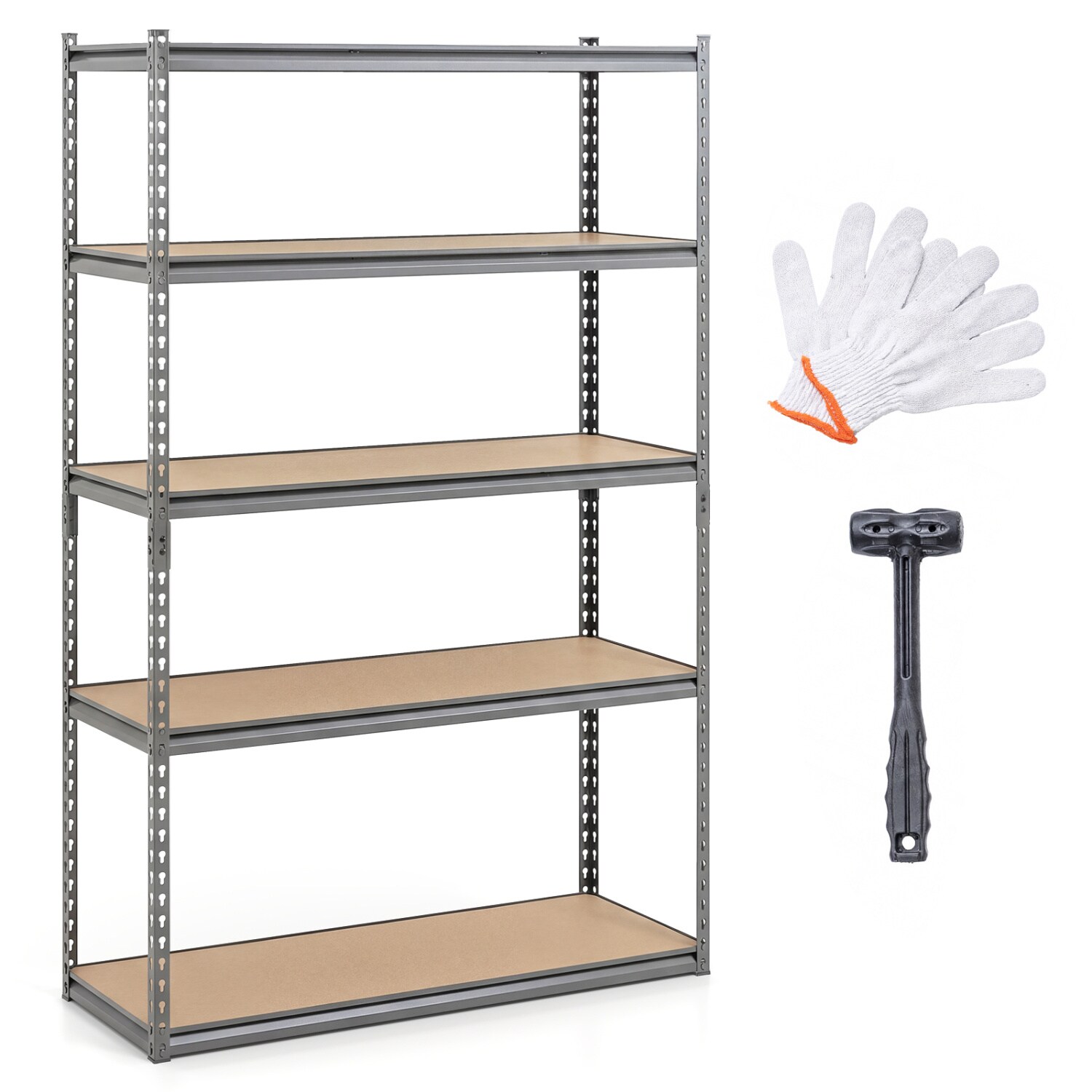 Slickblue Set of 1 Gray Metal Storage Rack with Space Smart Vertical ...