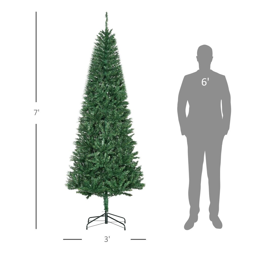 Zyerch 7FT Unlit Green Christmas Tree 865 Realistic Flame Retardant PVC ...