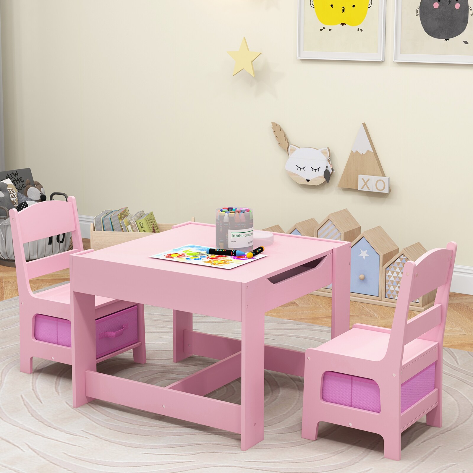 Slickblue 2-in-1 Kids Activity Table with Dual Desktop and Storage ...