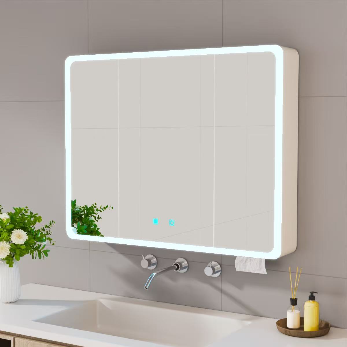 LUXEYARD LED bathroom medicine cabinet with single-color white light ...