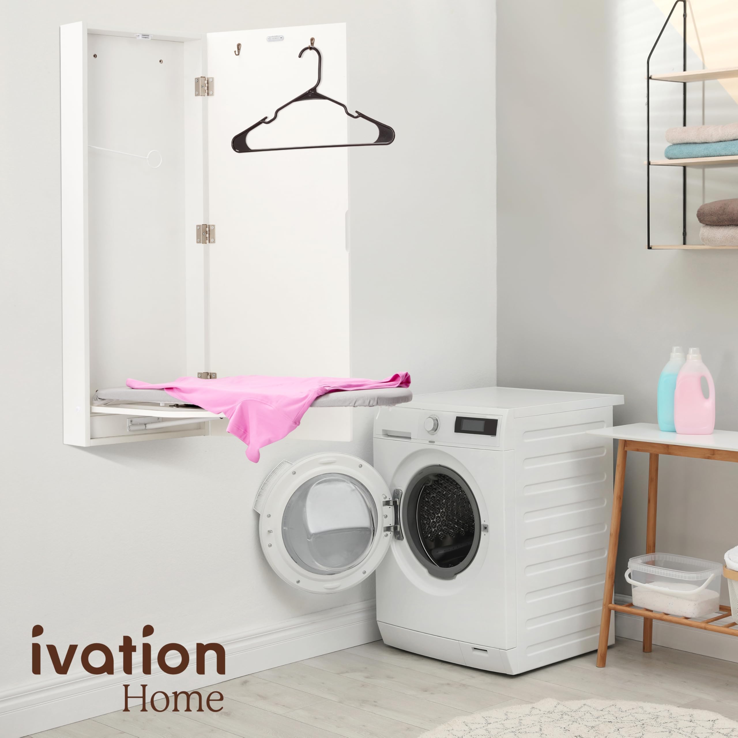 Ivation Wall Mounted Ironing Board Cabinet with Right Side Door and ...