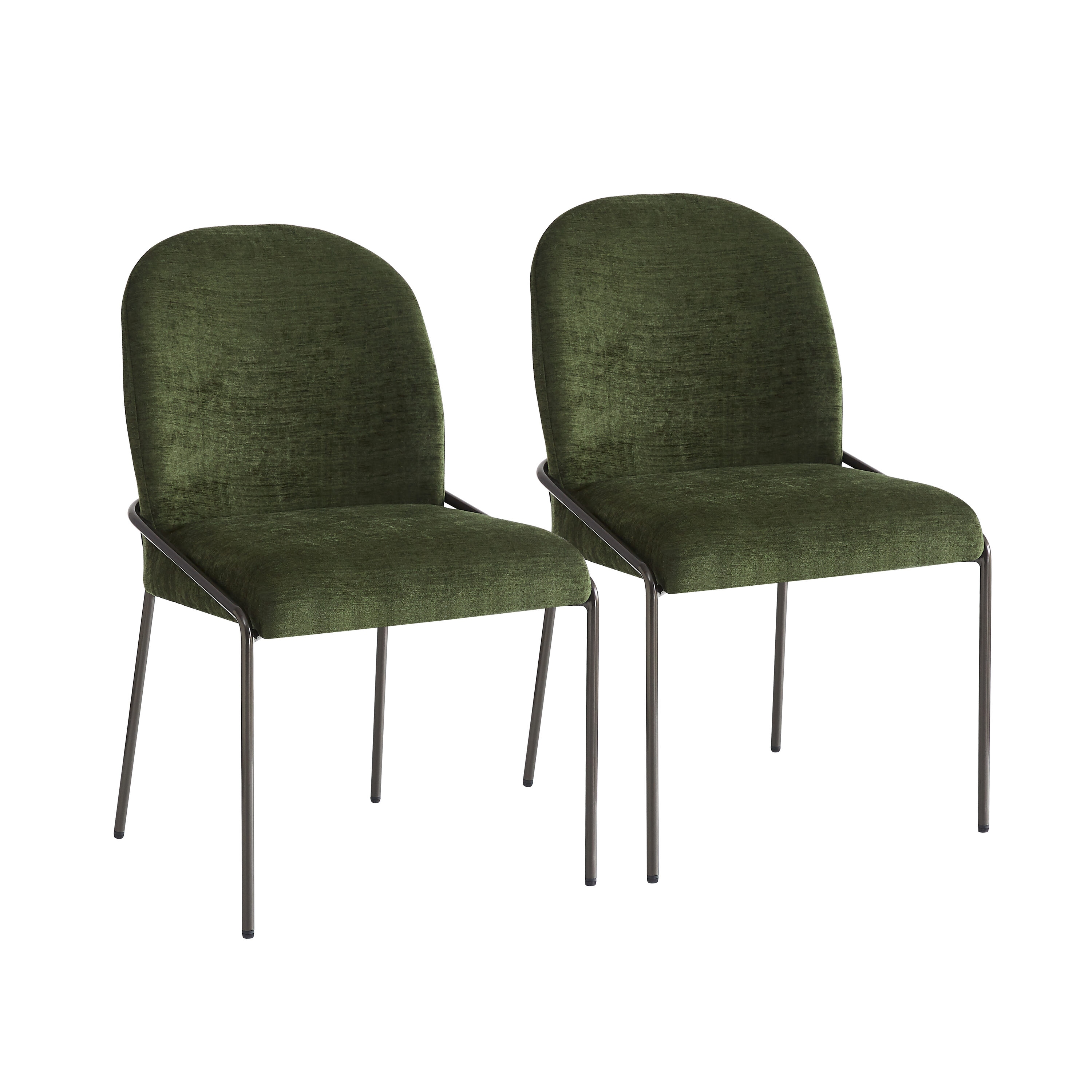 LOVMOR Modern Dining Chair with Soft Green Linen Textured Polyester ...