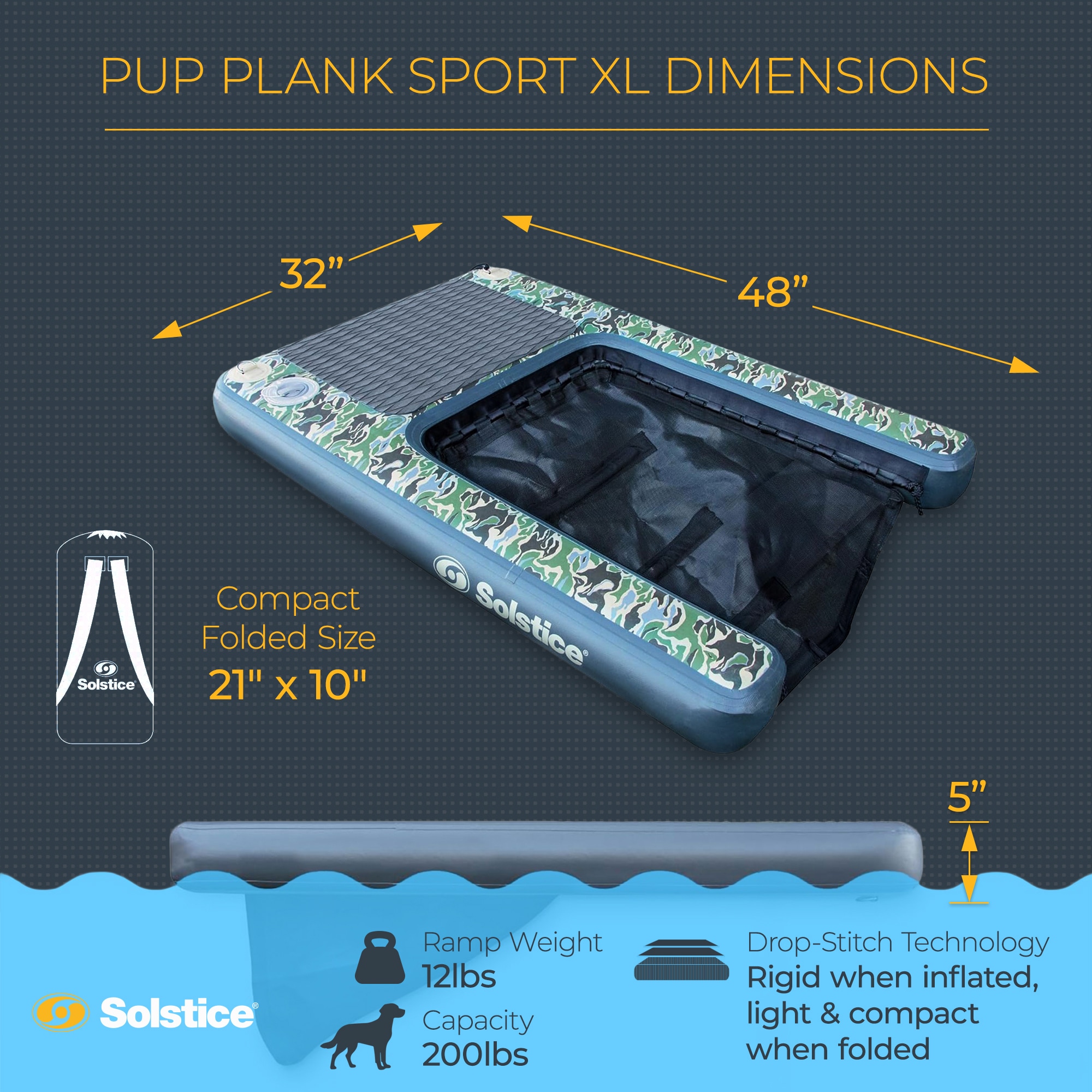 Solstice Watersports Solstice Original Inflatable Pup Plank Dog Float ...