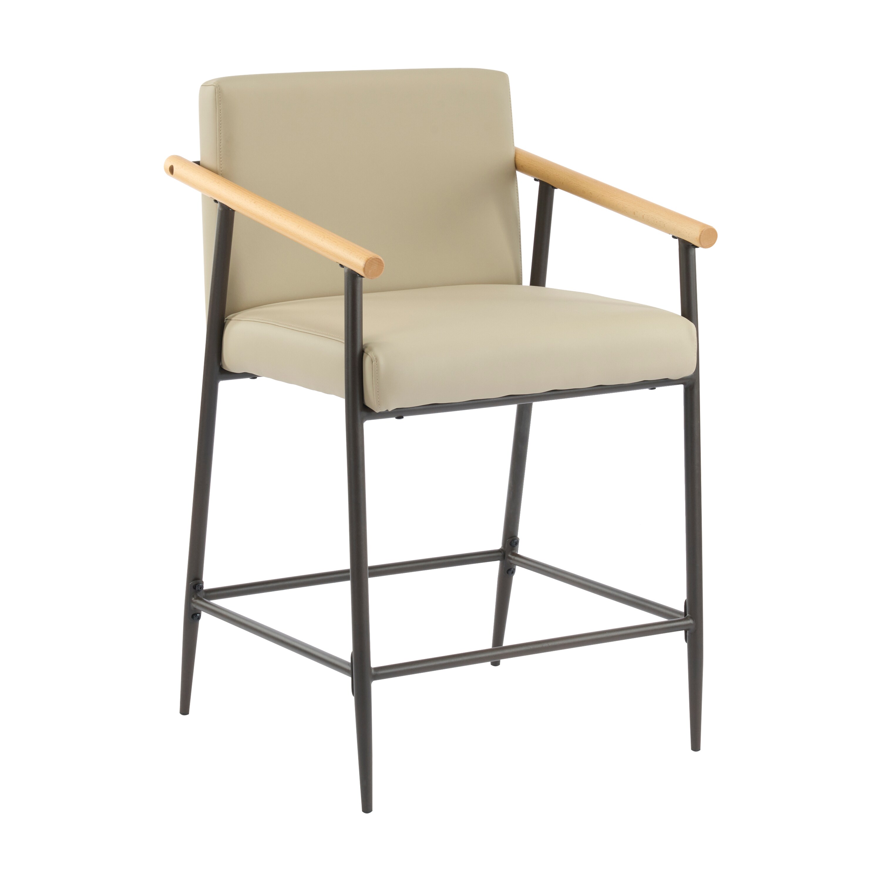 Blisstyle Counter Stool with Iron Frame Set of 2 Espresso Khaki Modern ...