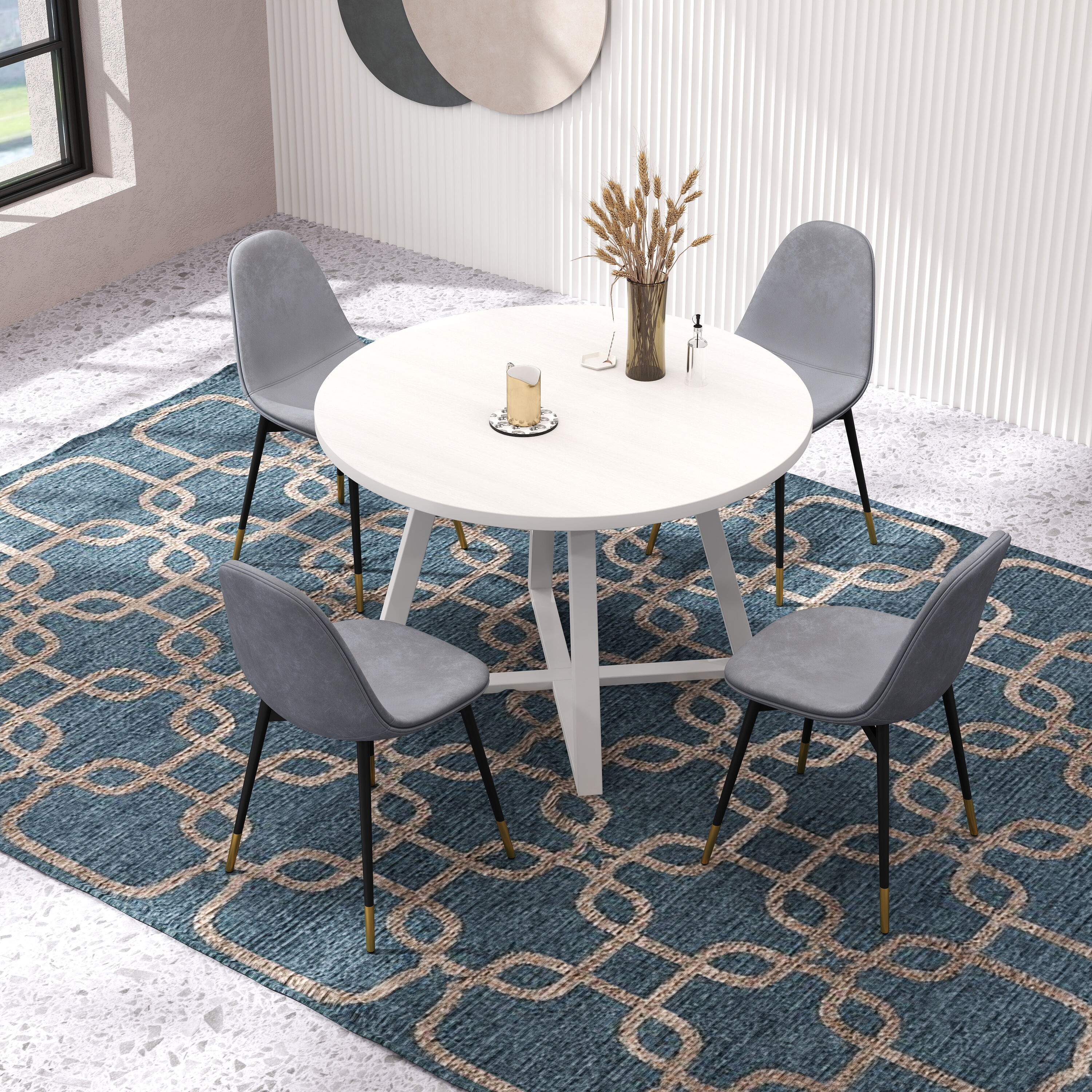 Roundhill Furniture Evatt Grey Contemporary/Modern Dining Room Set with ...