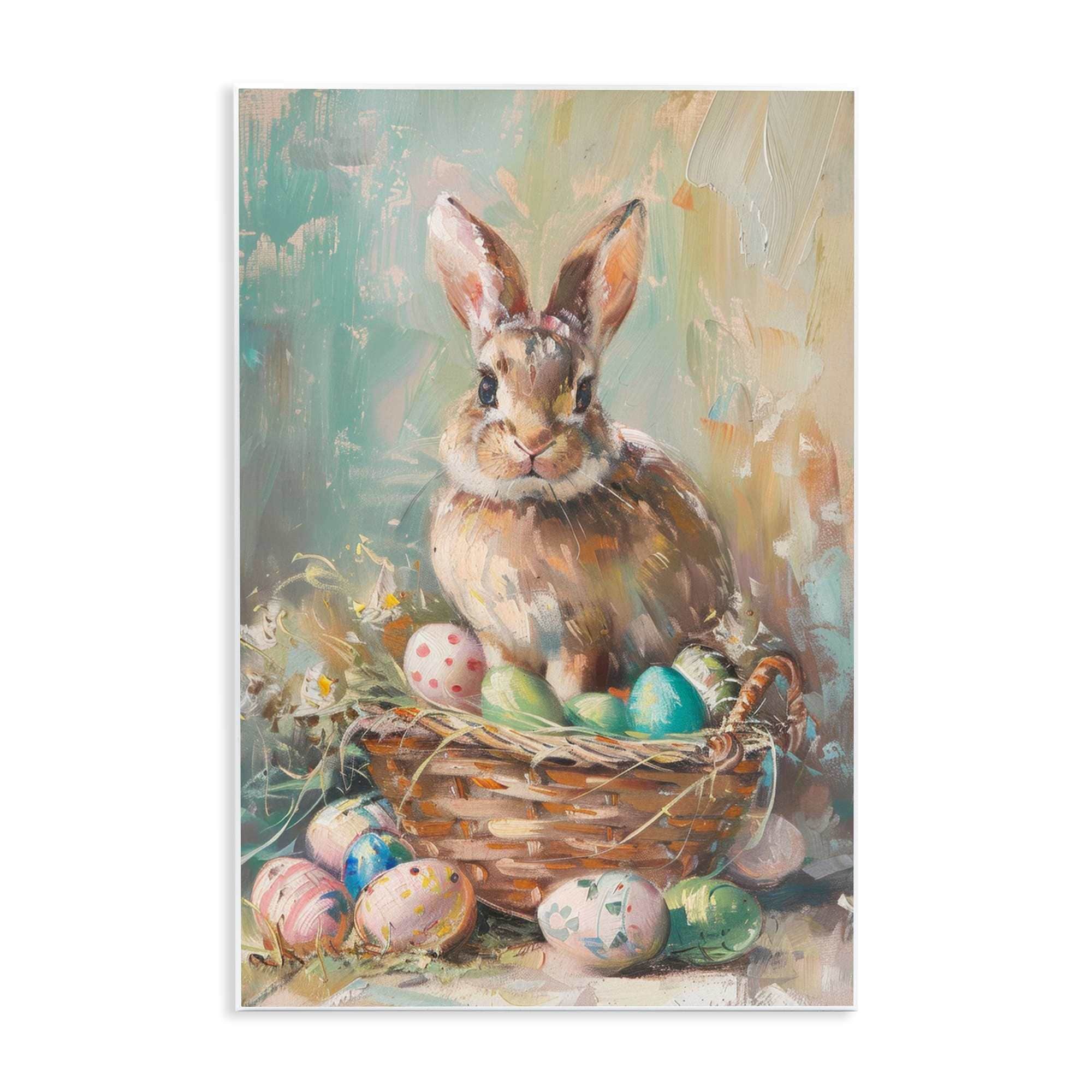 Stupell Industries Spring Easter Bunny Basket Wall Plaque Art 10 x 15 ...