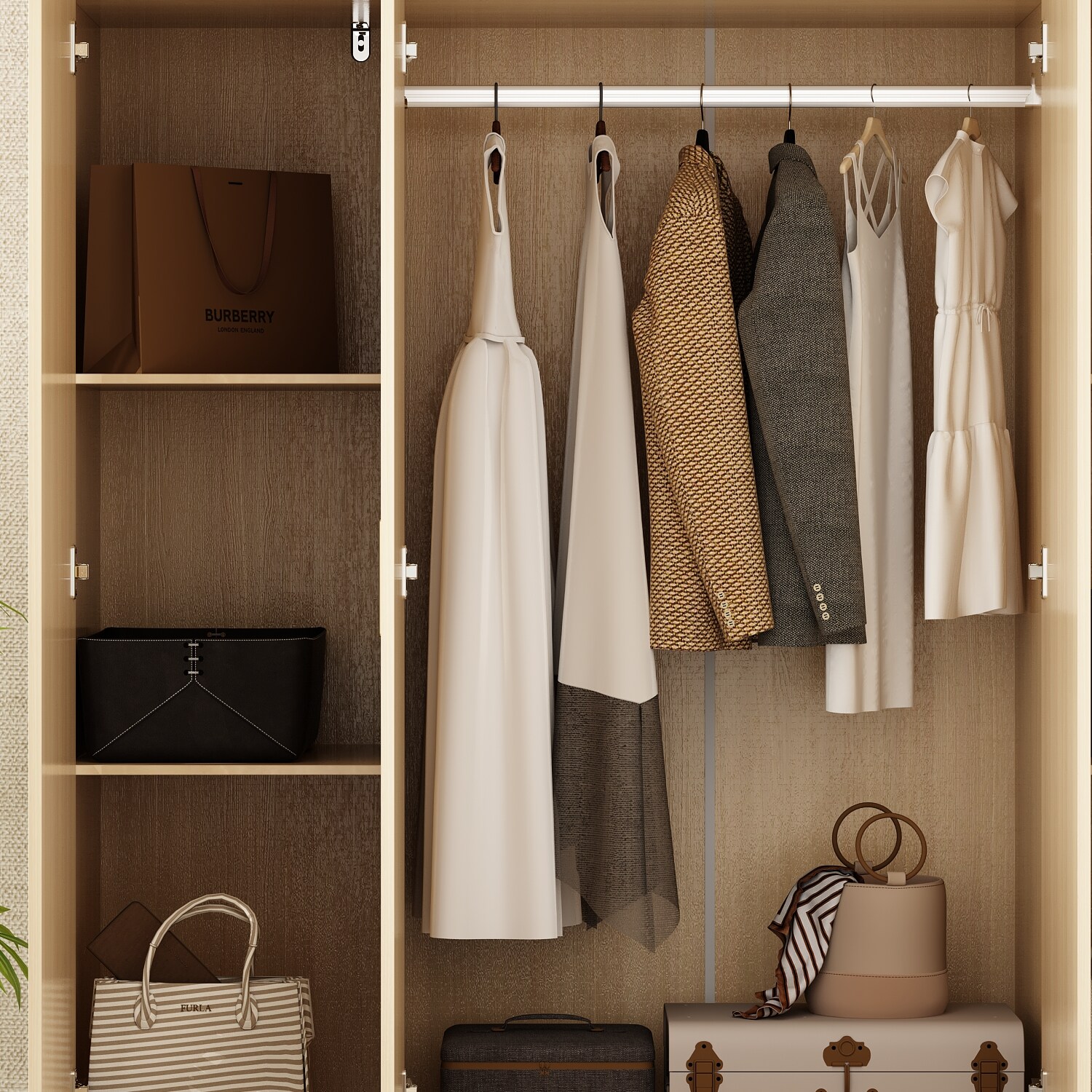 FUFU&GAGA Light Oak Armoire KF260124+125 at Lowes.com