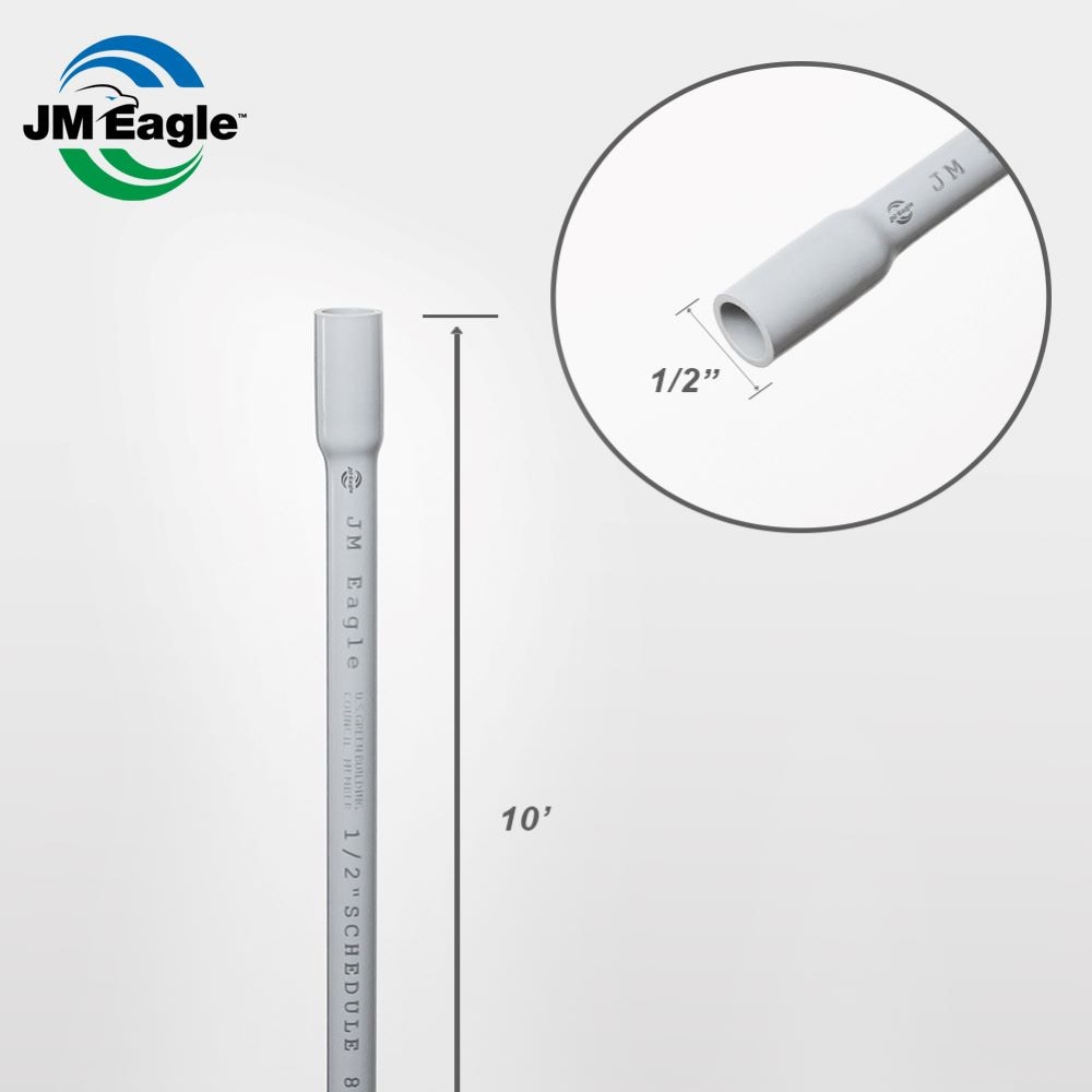 JM Eagle 1/2-in x 10-ft Gray Schedule 80 Conduit Non-metallic Schedule ...