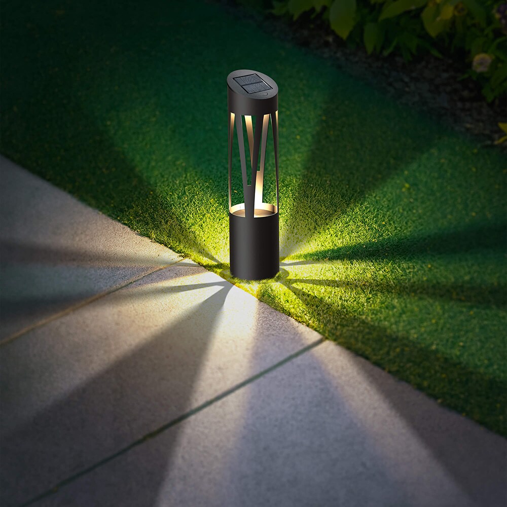 KODA 4 -Pack Sunburst 12 -Lumens Black Low voltage Solar LED Outdoor ...