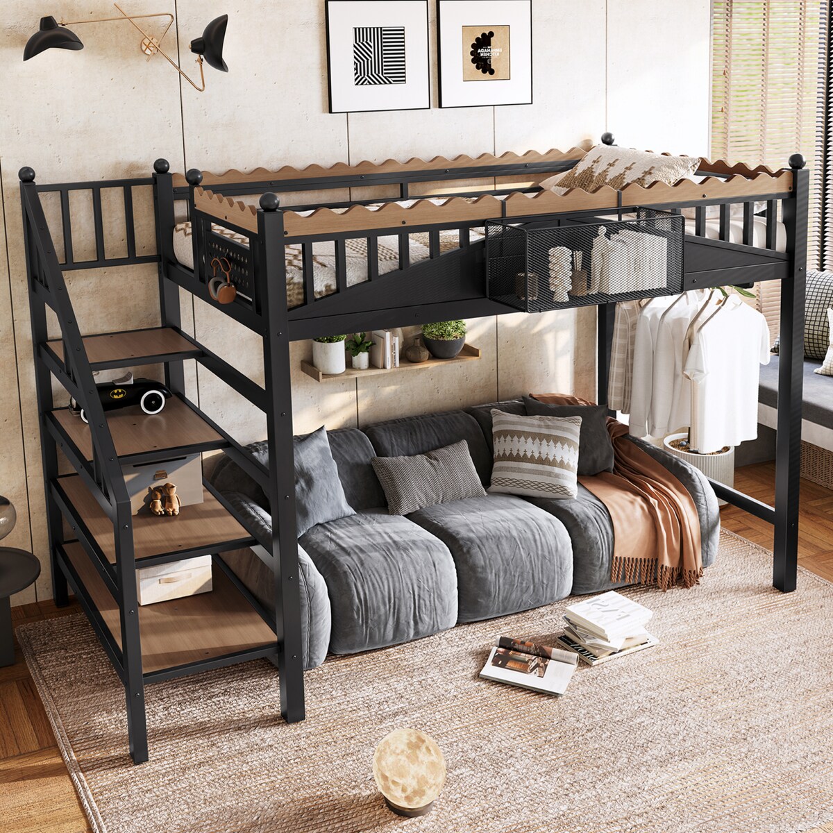 Streamdale Furniture Streamdale Twin XL Metal Loft Bed with Storage ...