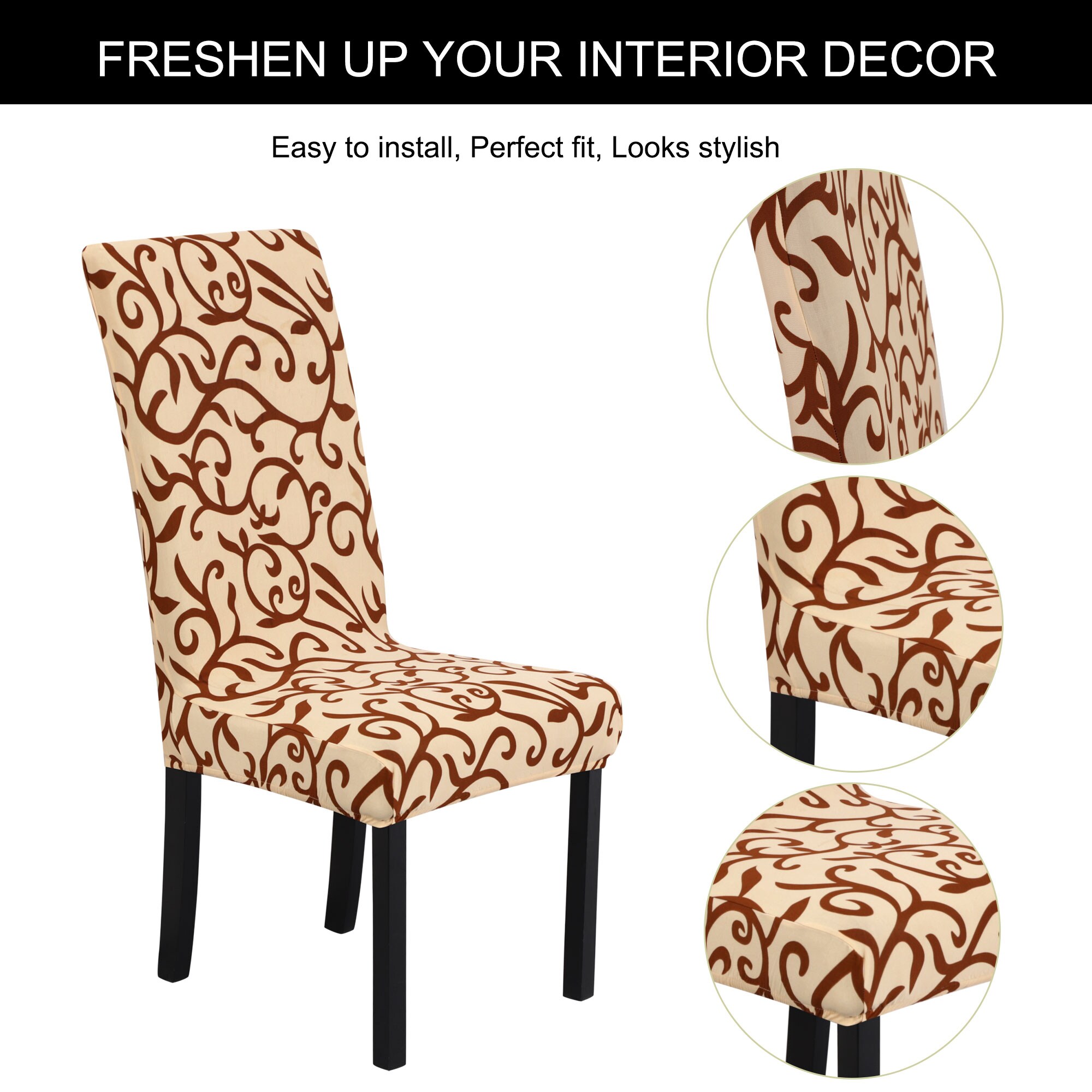 Unique Bargains 4pcs Stretch Dining Room Chair Cover Removable Washable ...