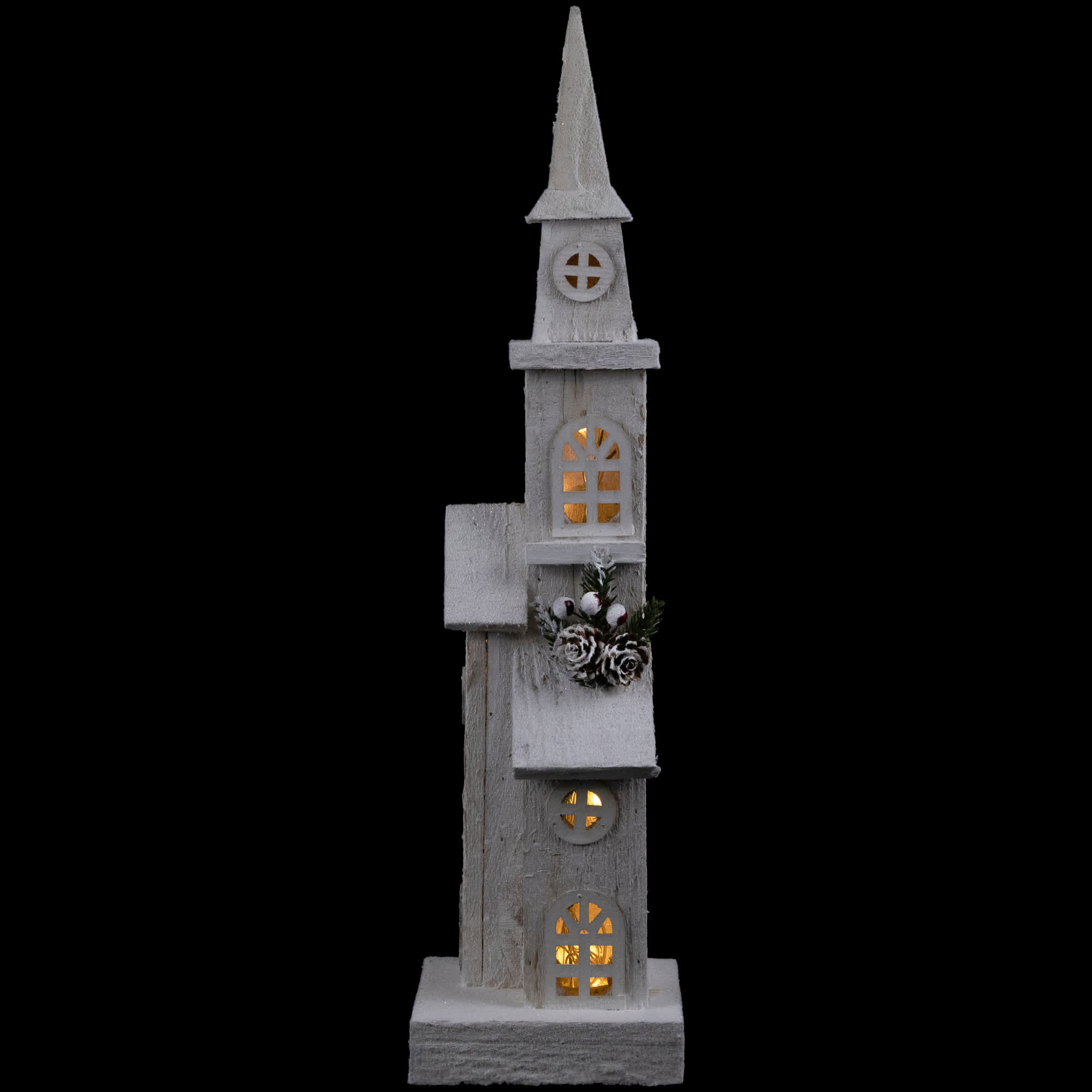 Northlight 20.25 inch LED Lighted White Wooden Church Christmas ...