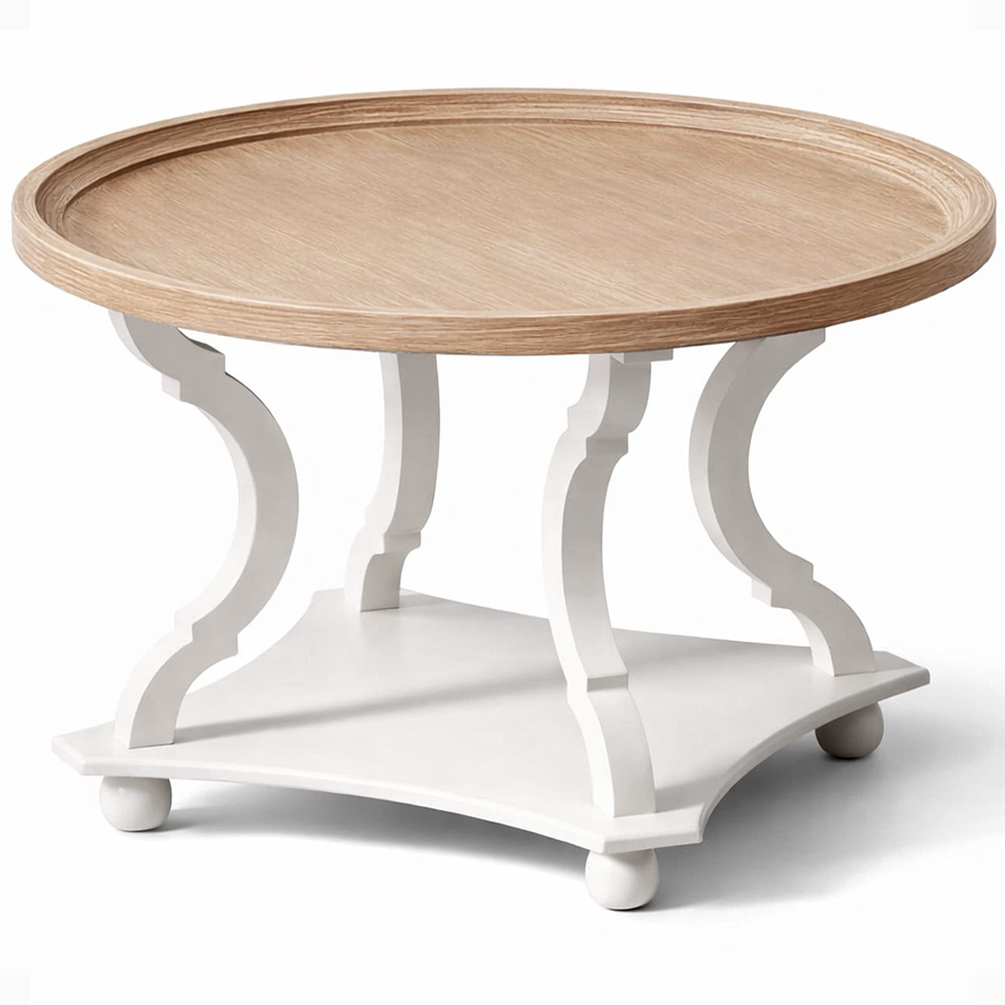 COZAYH Round Rustic Coffee Table Wood Tray Top Accent Centerpiece ...