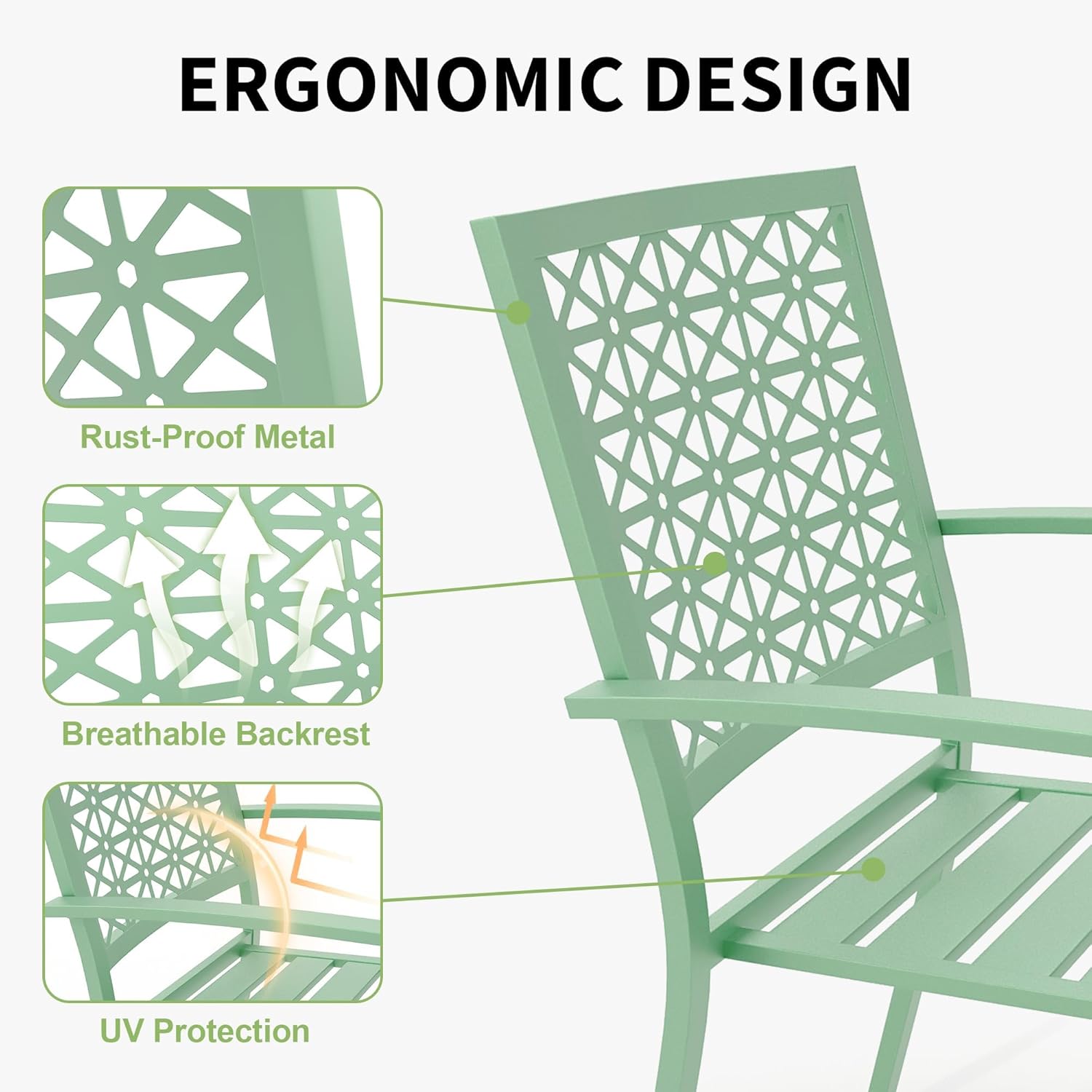 Garvee 3 Piece Outdoor Bistro Set Stackable Metal Steel Table and ...