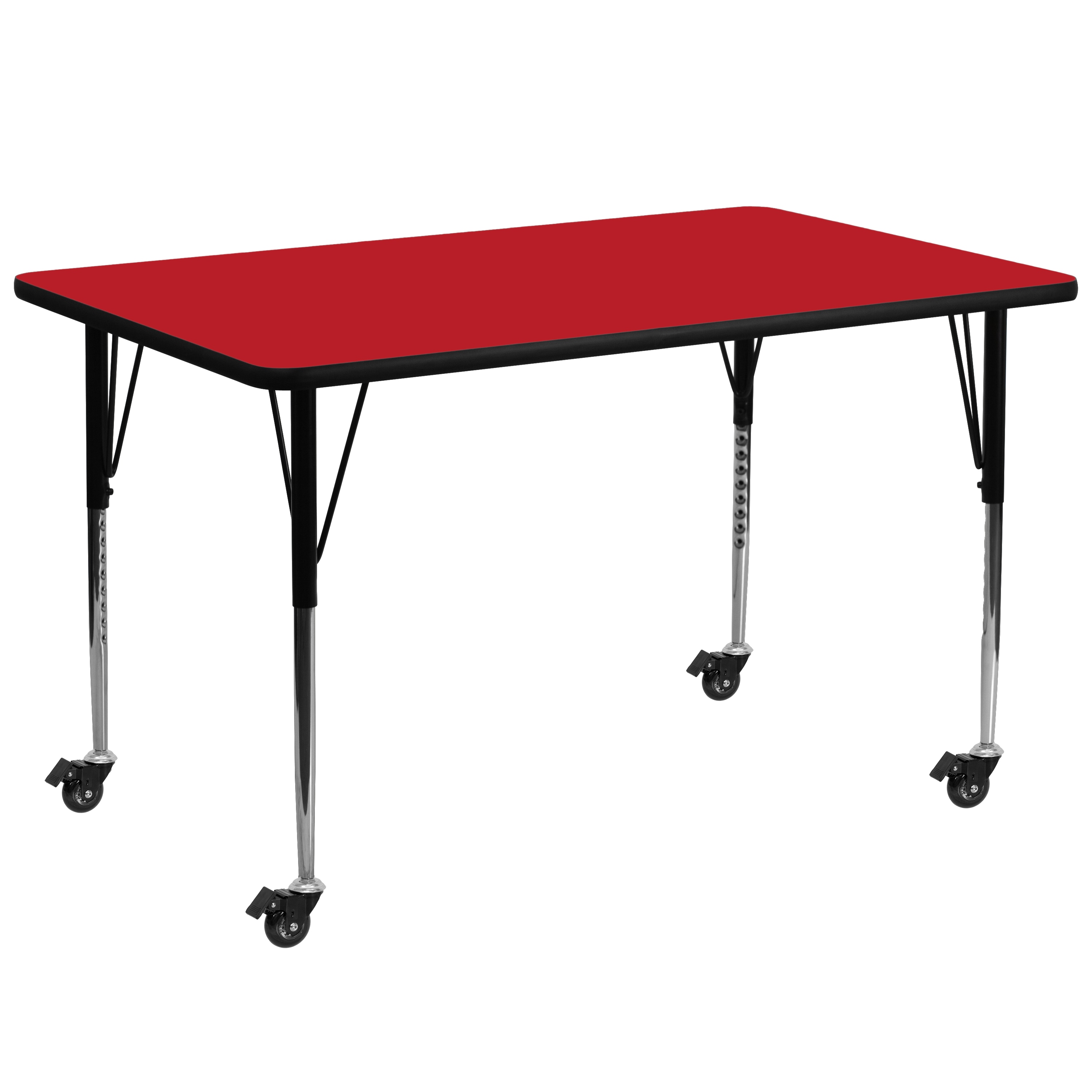 Emma + Oliver Mobile 30x72 Red HP Laminate Adjustable Activity Table in ...