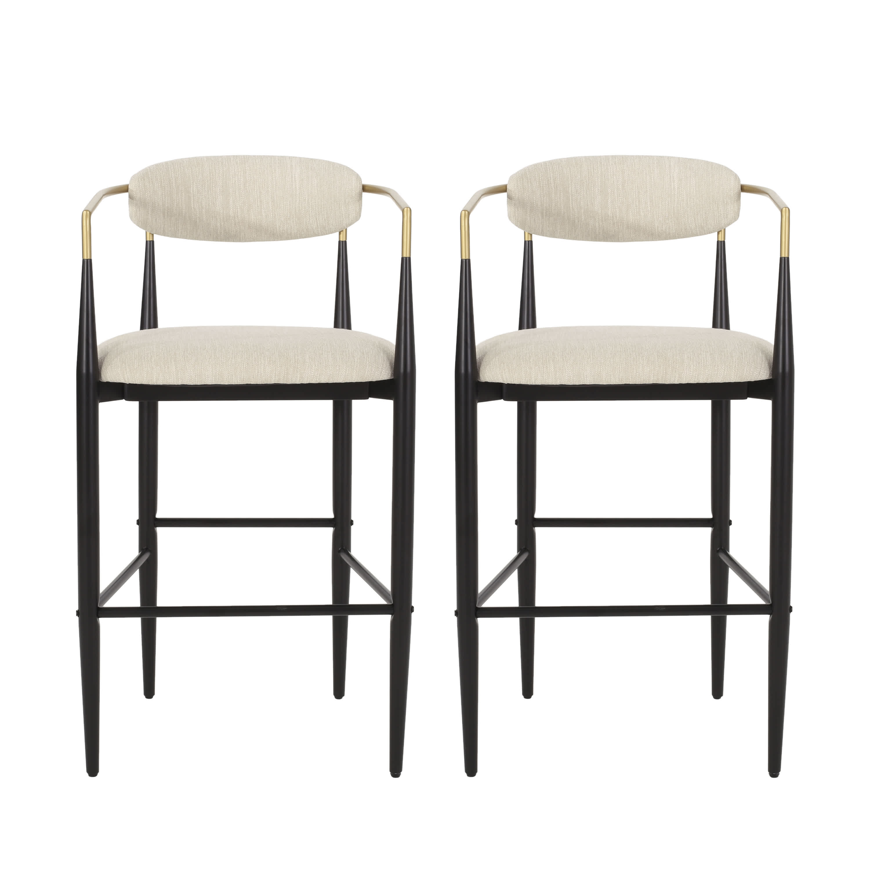 Vynxaria Black and Beige Barstool Set of 2 Dining Chair in the Dining ...