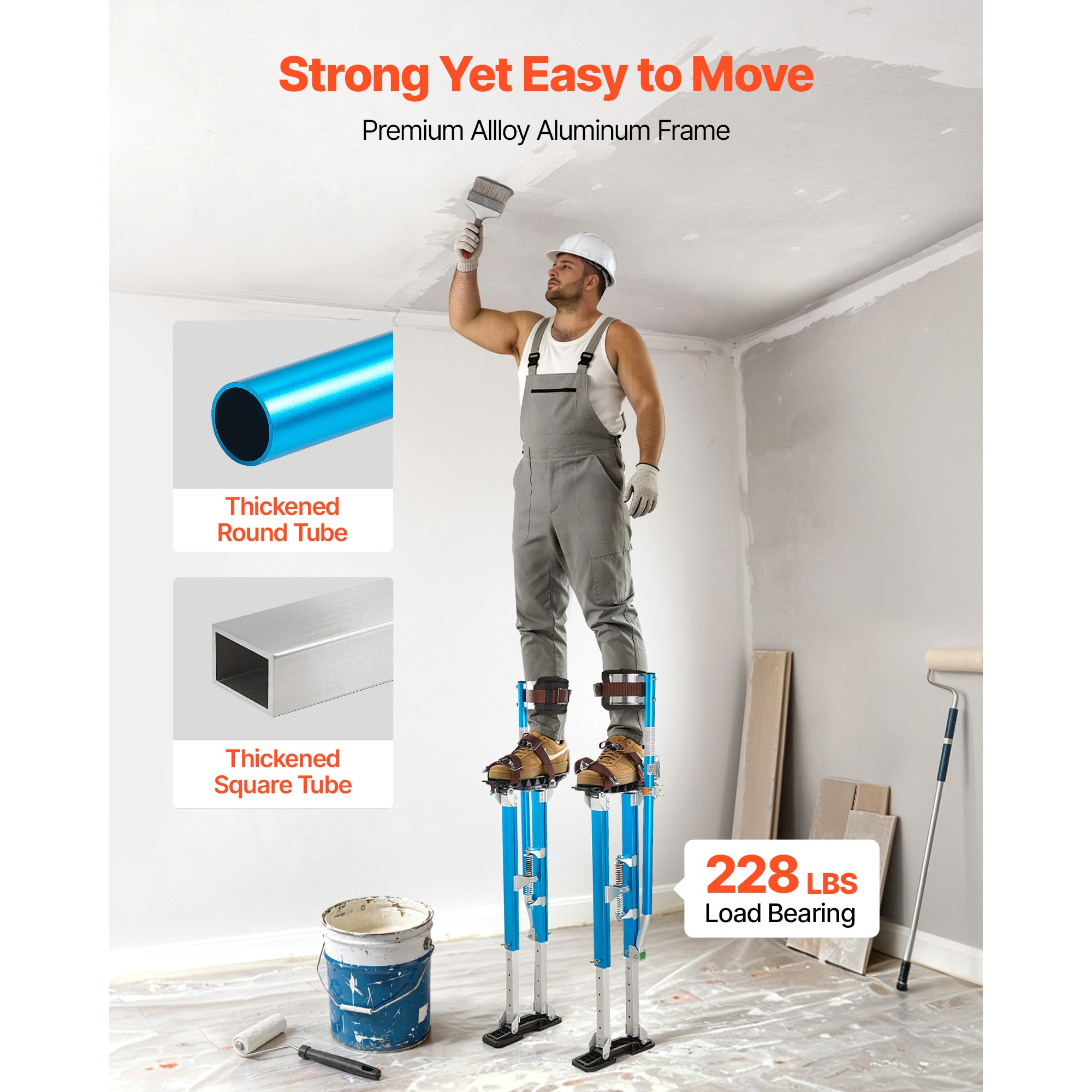 VEVOR Drywall Stilts 24.2-40.3 Inch Adjustable Aluminum Painter Stilts ...