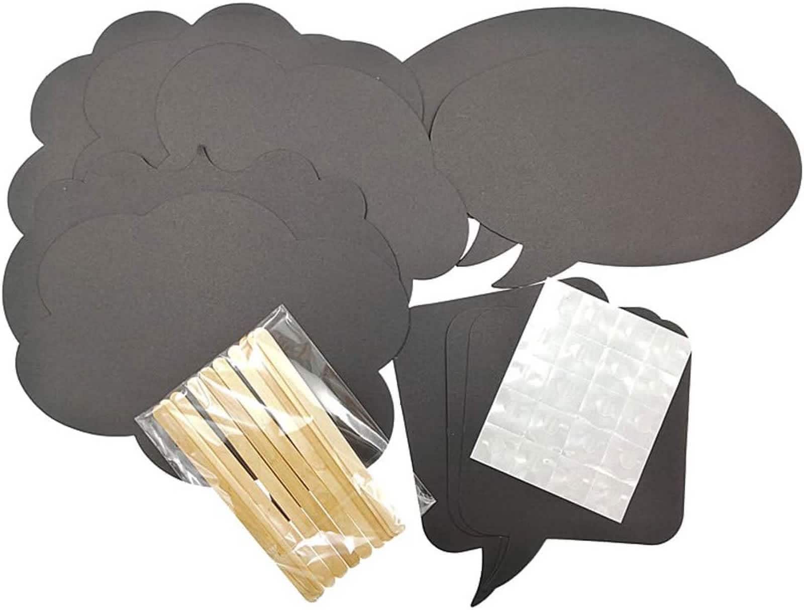 Etokfoks Photo Booth Props Kit 10pcs Writable Black Paper Card Boards ...
