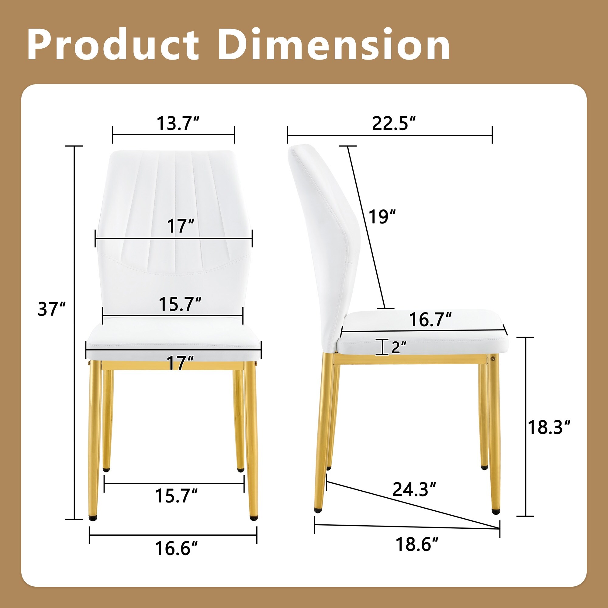 HyperDrop Cart White and Gold PU Ergonomic High Back Dining Chair Set ...