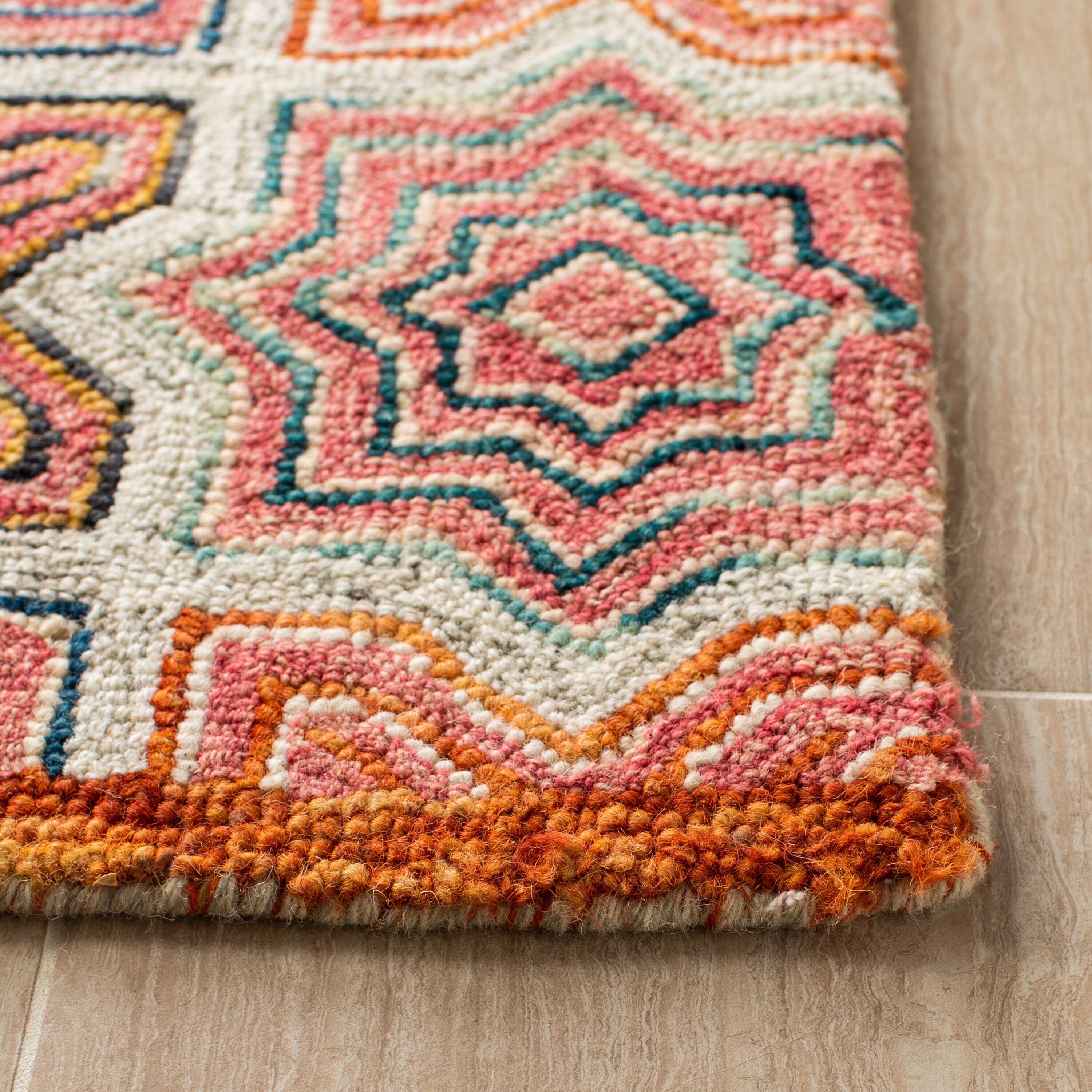 Safavieh Aspen 5 x 8 (ft) Tufted Wool Pink/Orange Rectangular Indoor ...