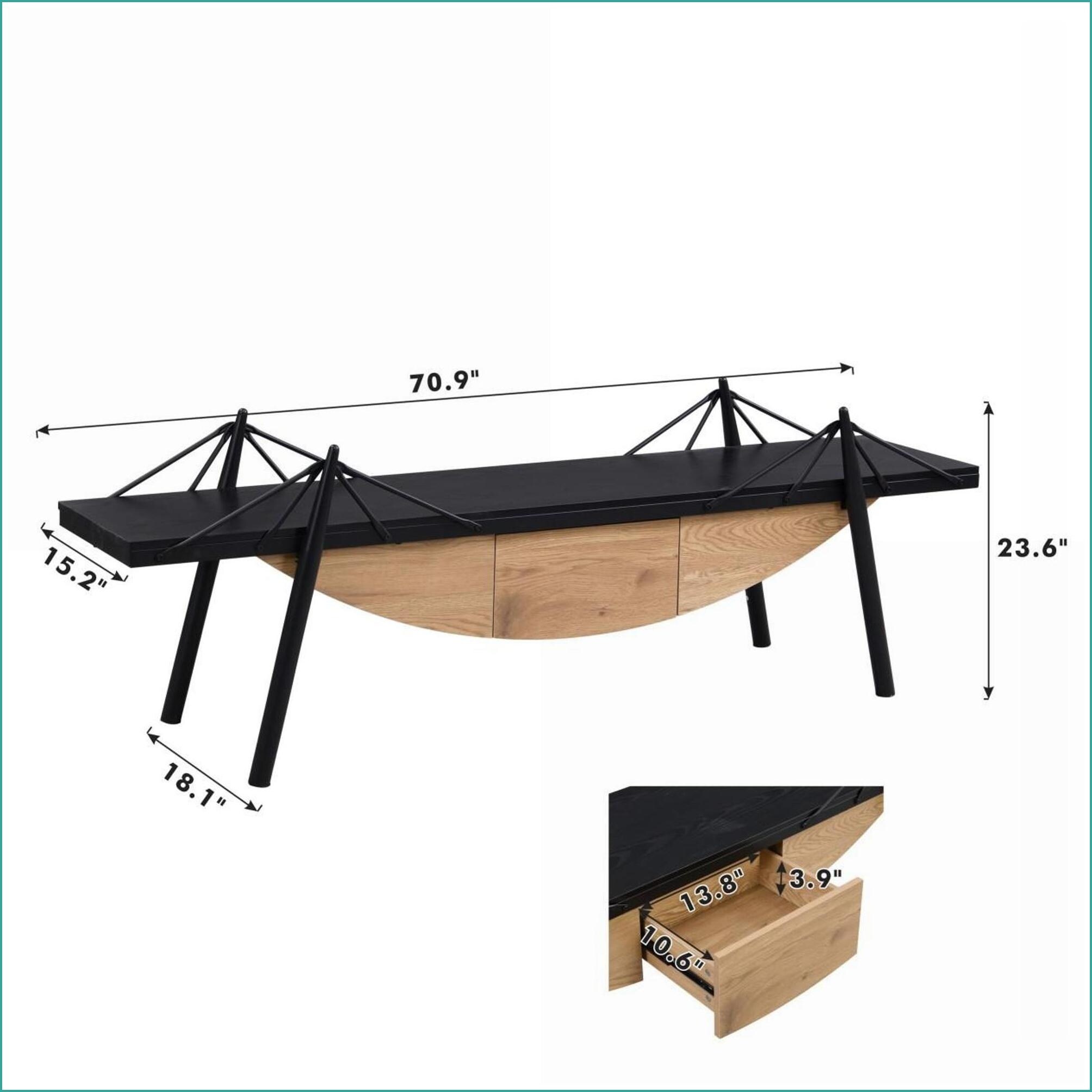 Watnature 70.87 Inch Sailboat Themed TV Stand for Living Room MDF Wood ...