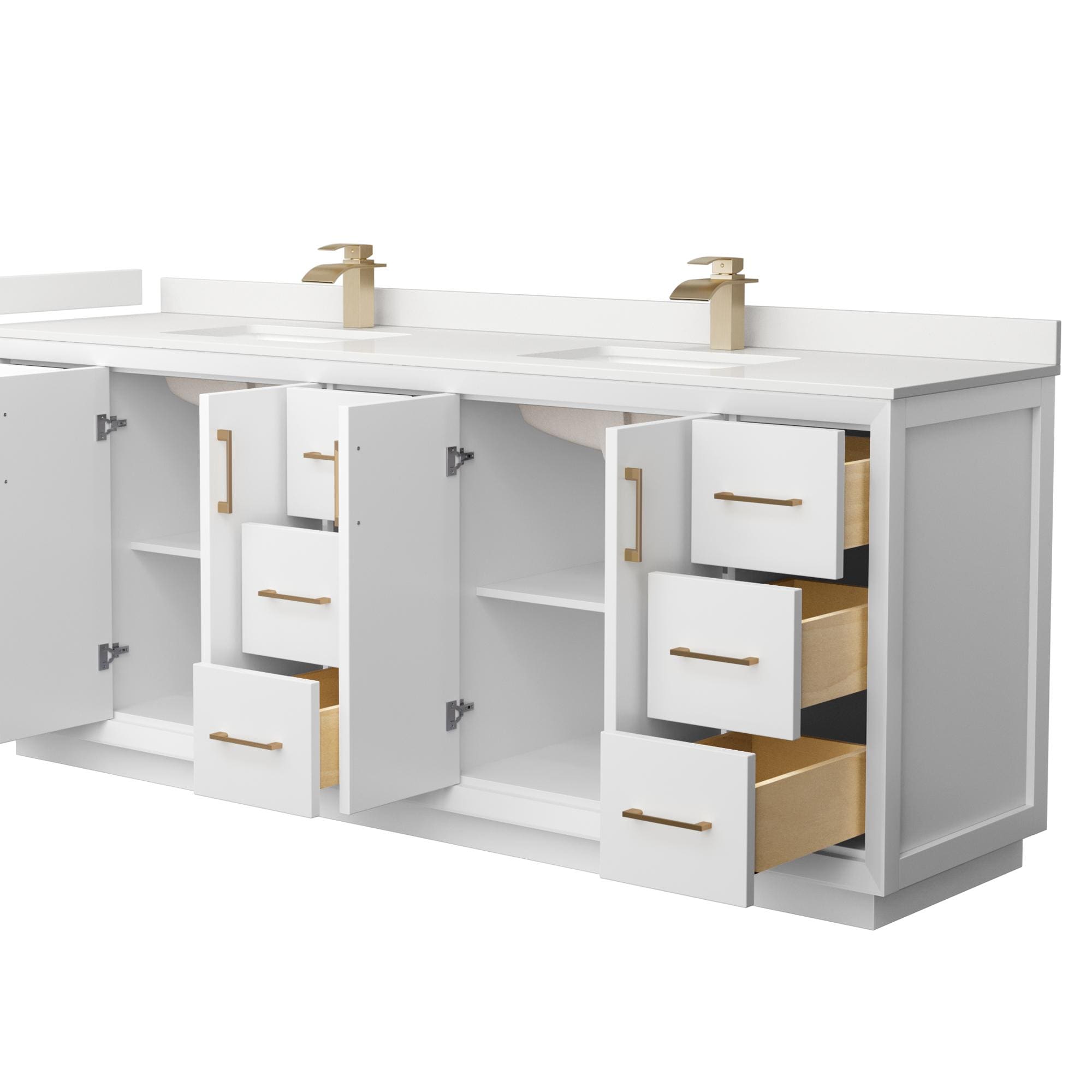 Wyndham Collection Strada 84-in White Undermount Double Sink Bathroom ...
