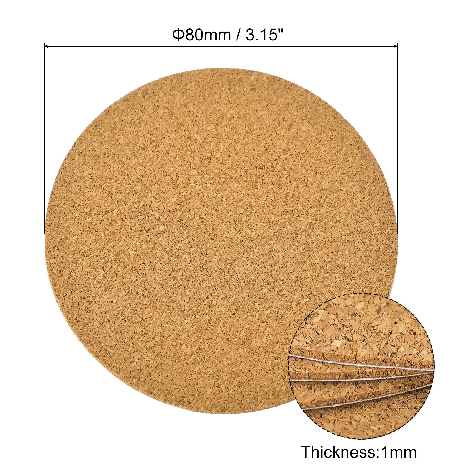 Unique Bargains 40pcs Self-Adhesive Cork Round 3 x 3-Inch Cork Tiles ...