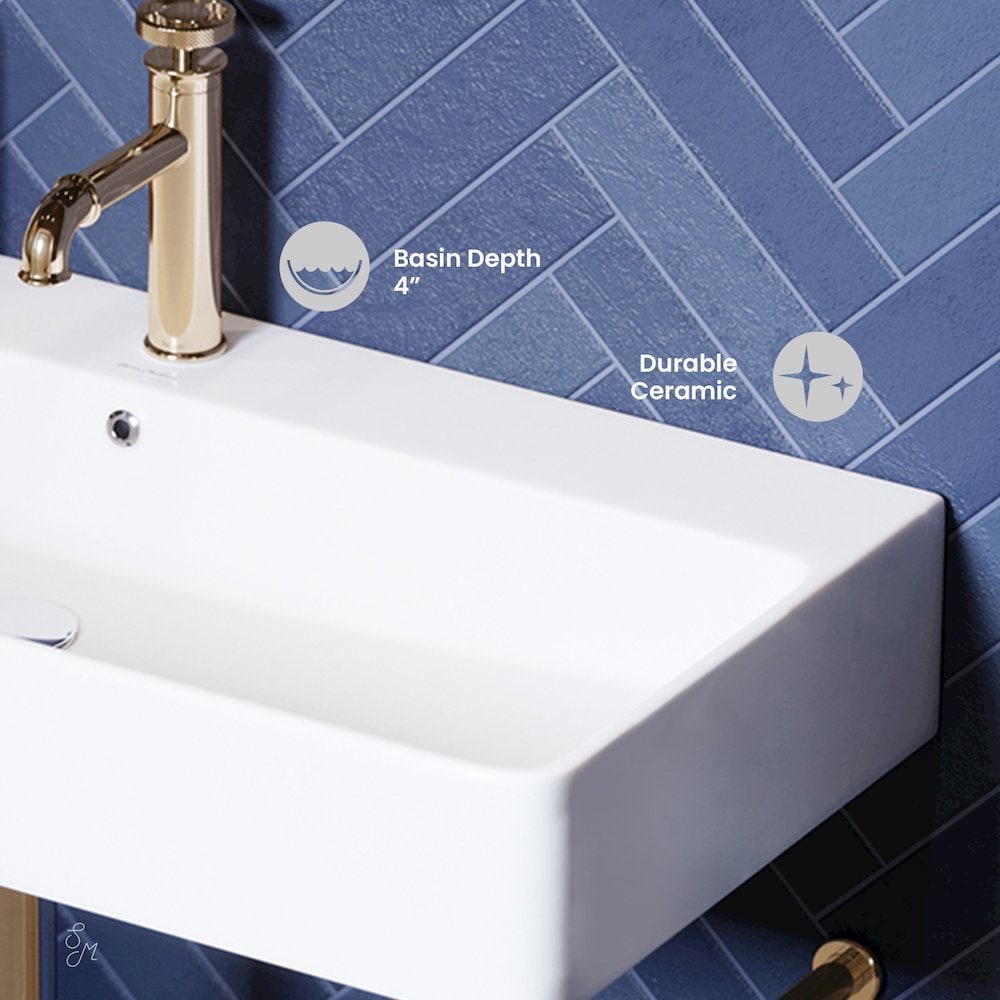 Swiss Madison Carre 36 Ceramic Console Sink White Basin Gold Legs in ...