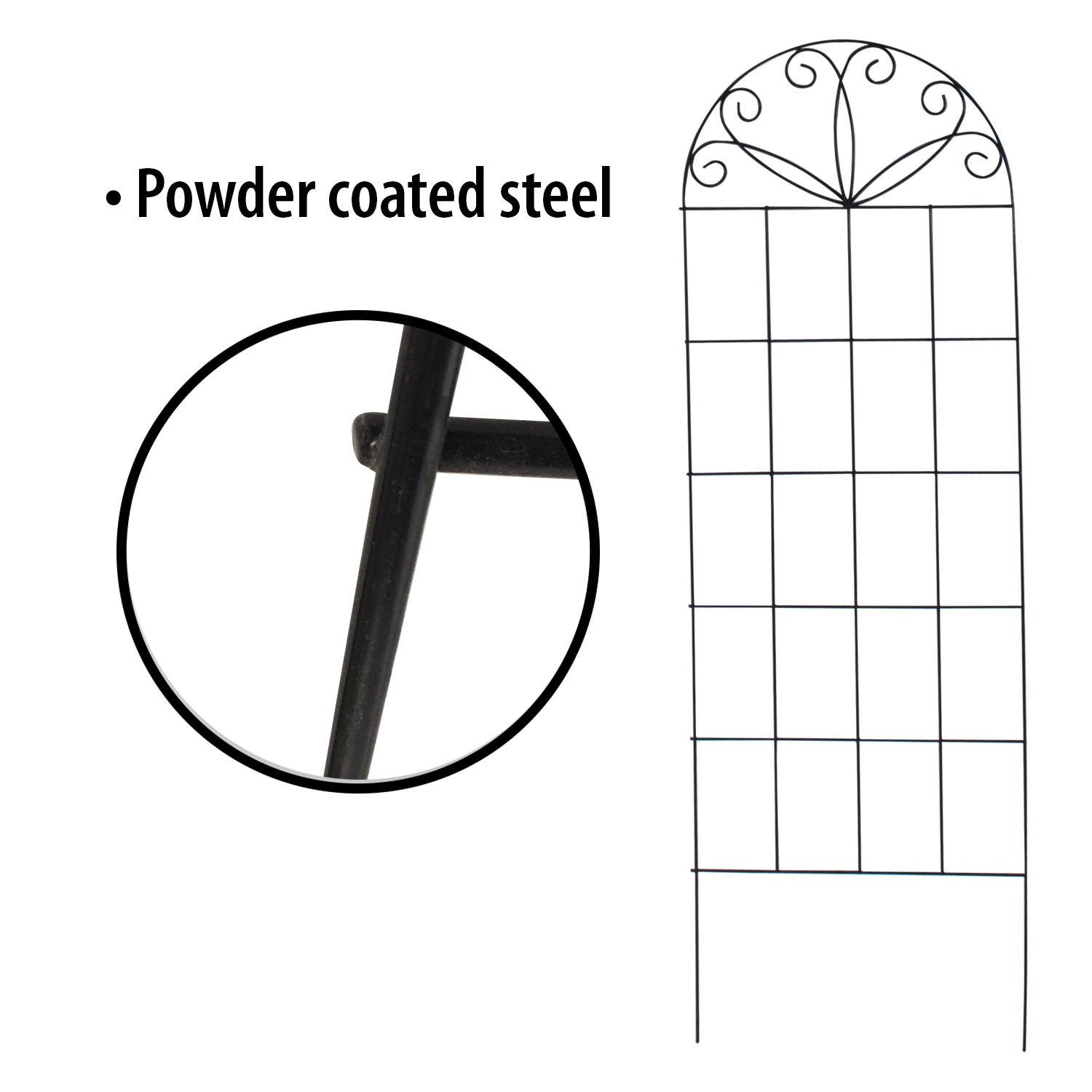 Style Selections 20-in W x 60-in H Black Steel Scroll Garden Trellis ...