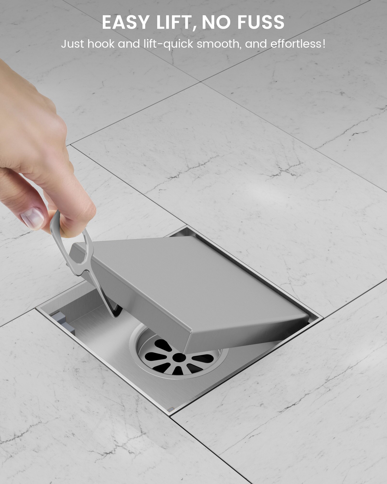 YAWWALK Brushed Nickel 4-in High Flow Square Shower Drain with ...