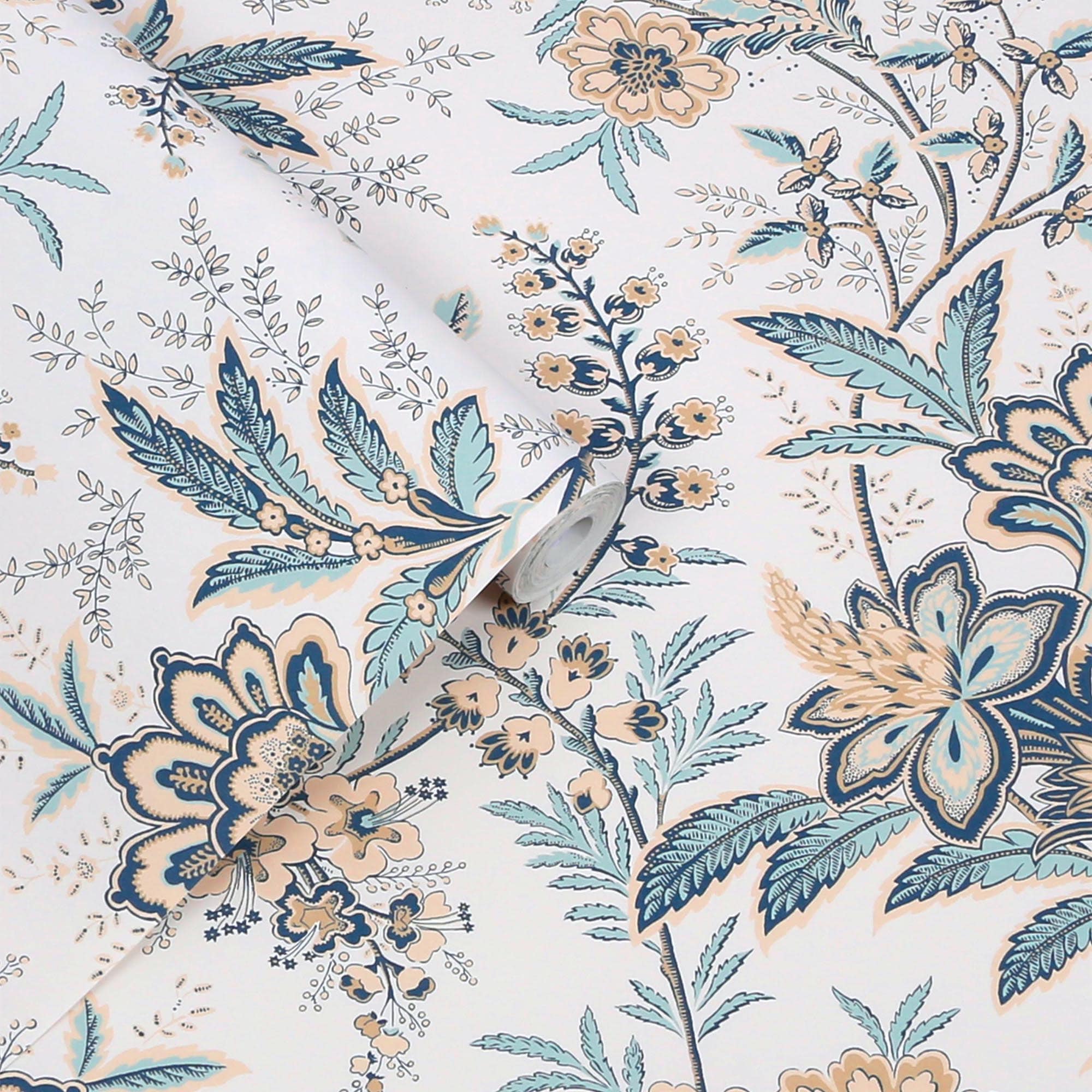 Laura Ashley LA SS25 56-sq ft PALE LINEN Non-woven Floral Unpasted ...