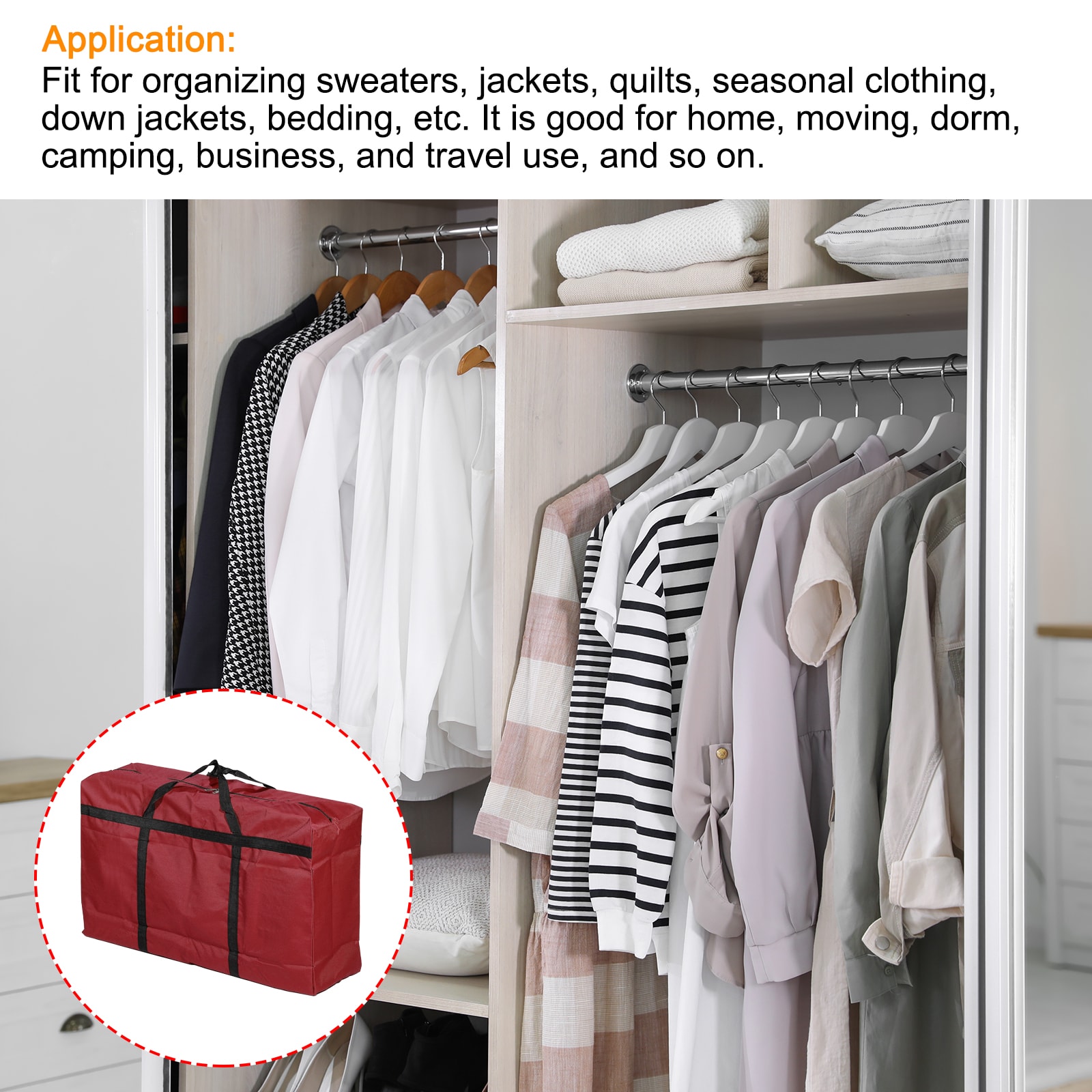 PATIKIL Storage Tote with Zippers 125L Capacity Foldable Heavy Moving ...
