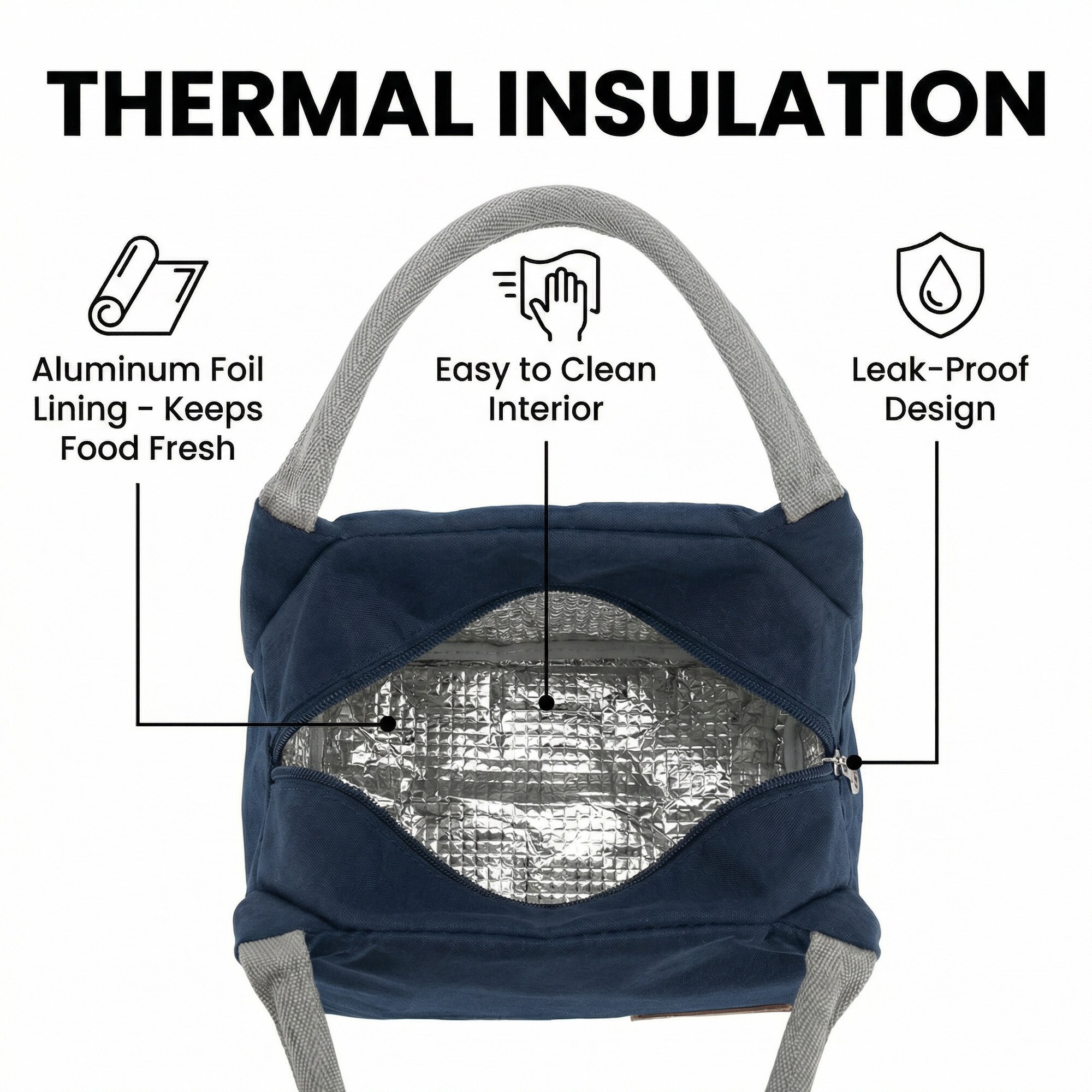Unique Bargains Lunch Bag Lunch Box Reusable Insulated Lunch Box Tote ...