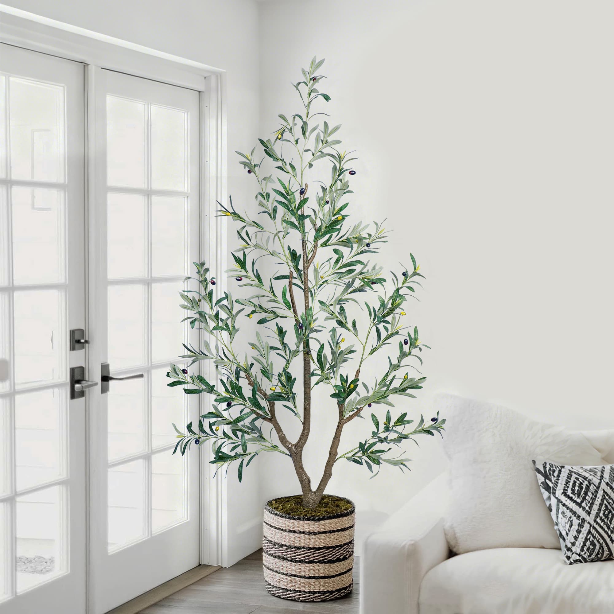 Vitalismo 63-in Green Indoor/Outdoor Floor Olive Artificial Tree with ...